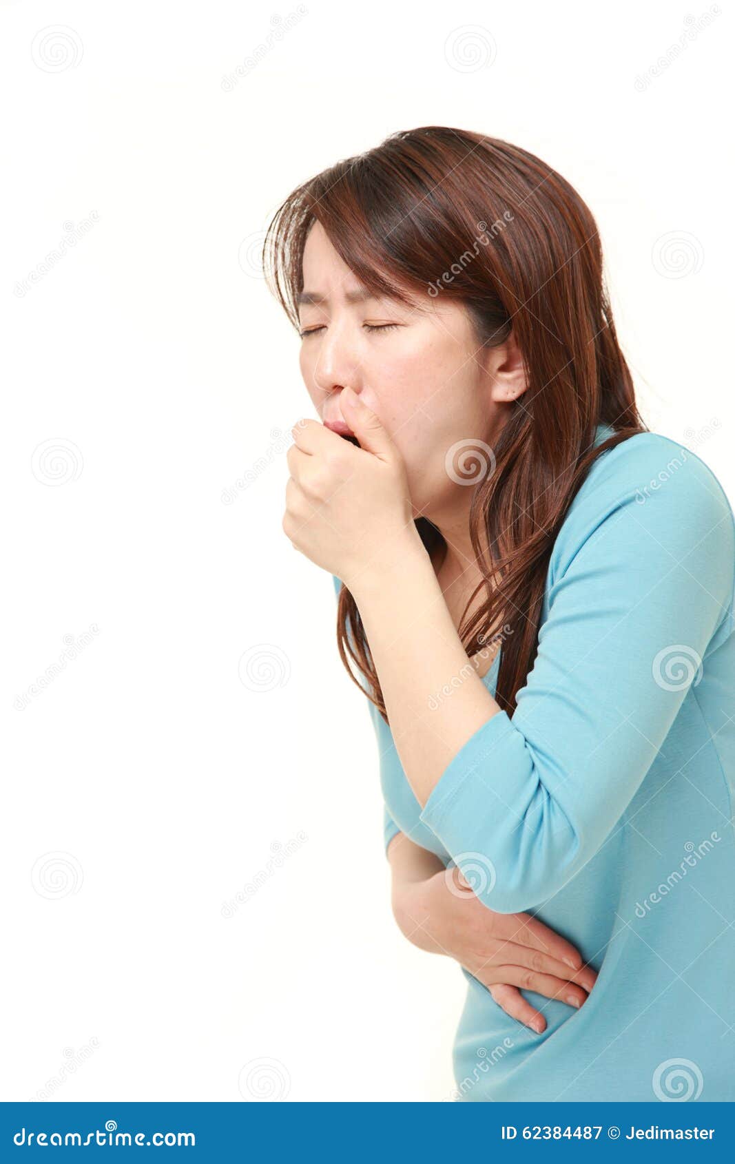 La Mujer Japonesa Joven Siente Como Vomitar Imagen de archivo - Imagen ...