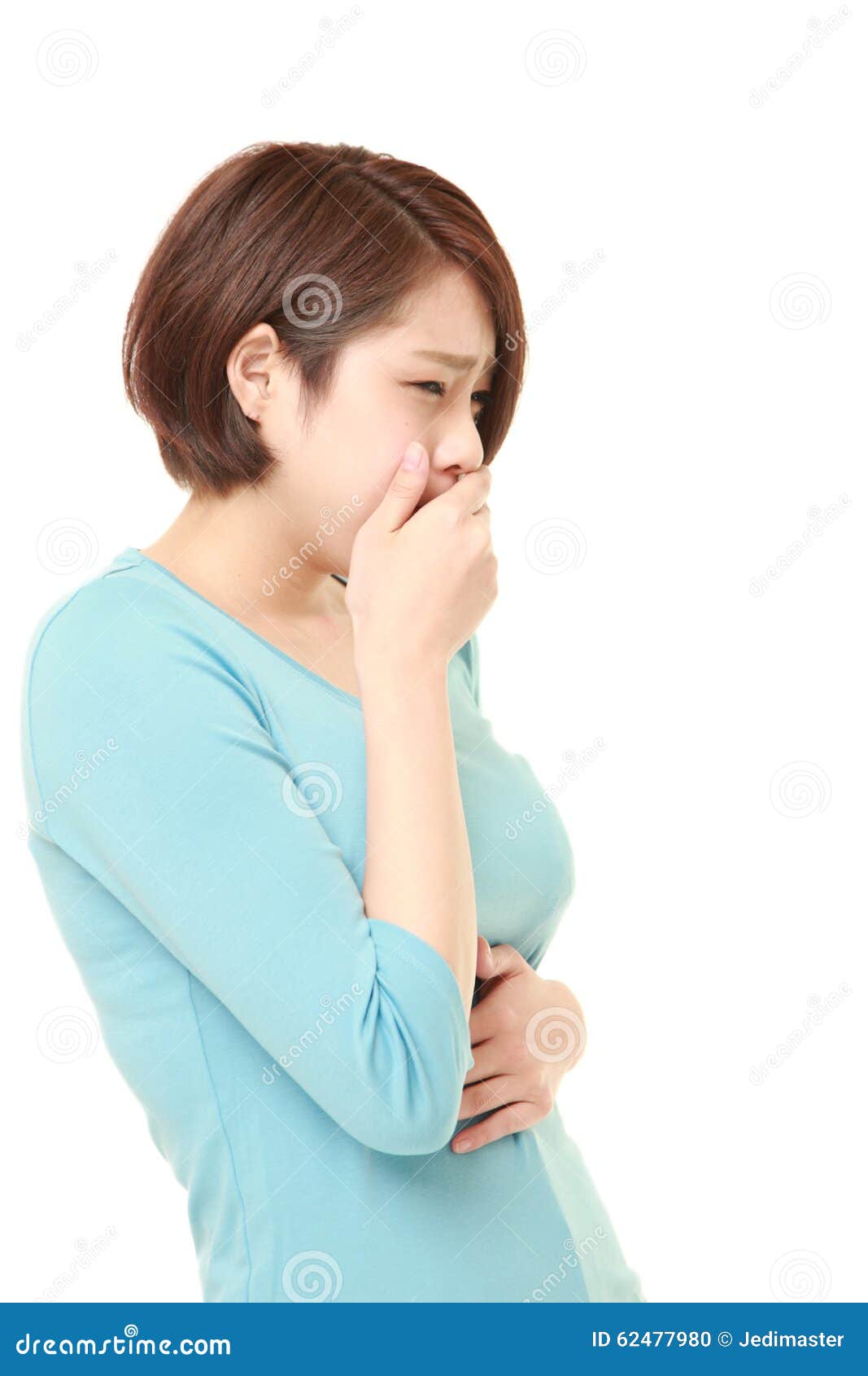 La Mujer Japonesa Joven Siente Como Vomitar Foto de archivo - Imagen de ...