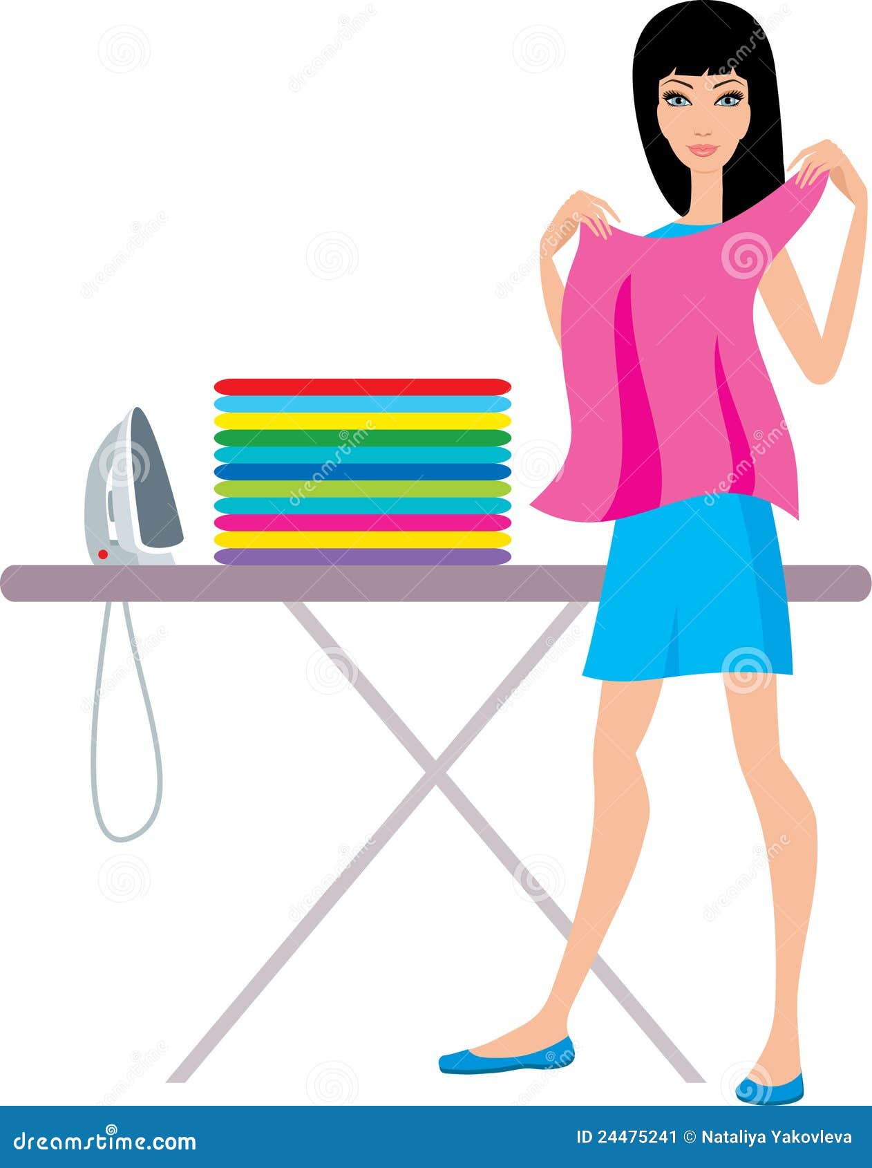 La Mujer Joven Plancha La Ropa Ilustración del Vector - Ilustración de ...