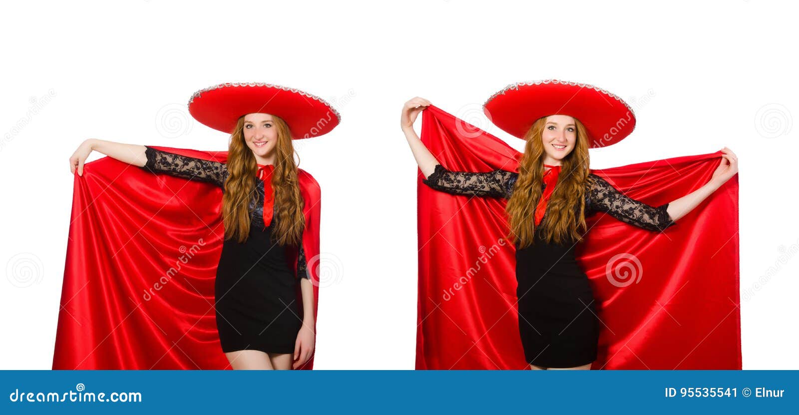 La Mujer Mexicana En Ropa Roja En Blanco Imagen de archivo - Imagen de ...