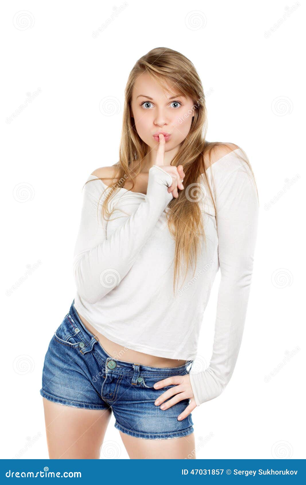 La Mujer Muestra Gesto Para Ser Reservada Imagen de archivo - Imagen de ...