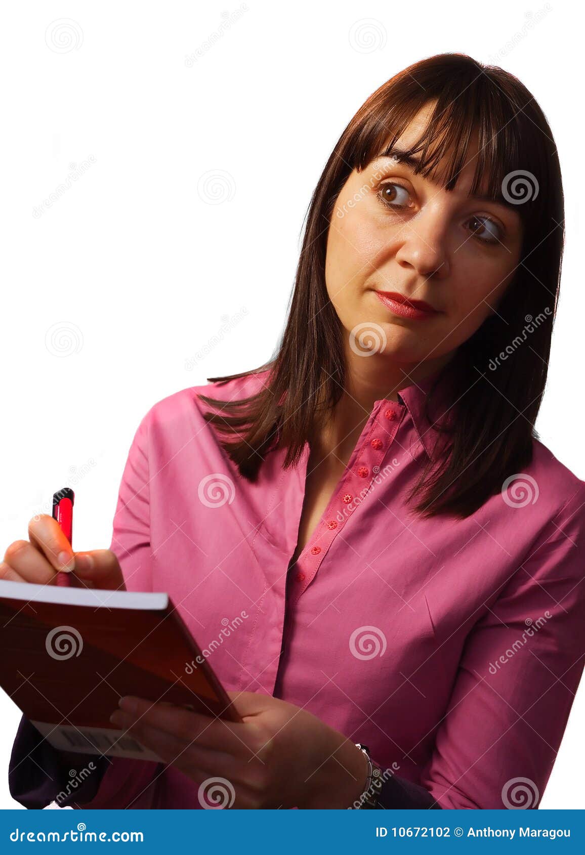 La Mujer Toma Notas Y Las Observa Foto de archivo - Imagen de toma ...