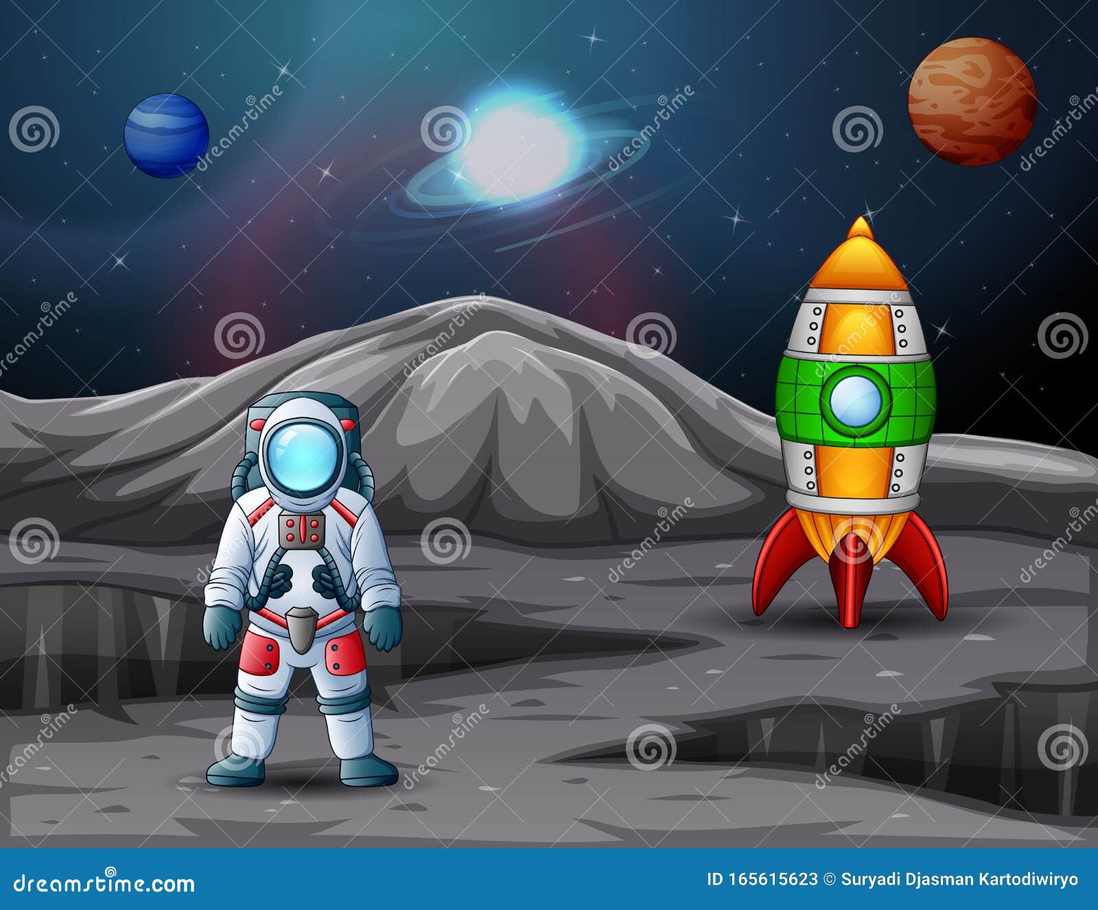 La Nave Espacial De Astronautas Y Cohetes Aterrizó En El Planeta