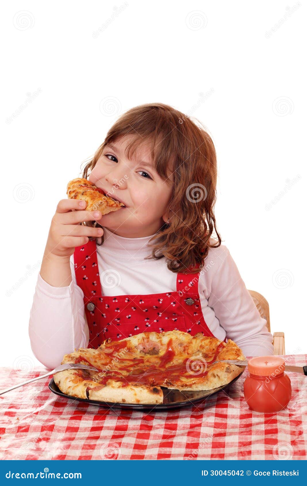 La niña come la pizza foto de archivo. Imagen de alimento - 30045042