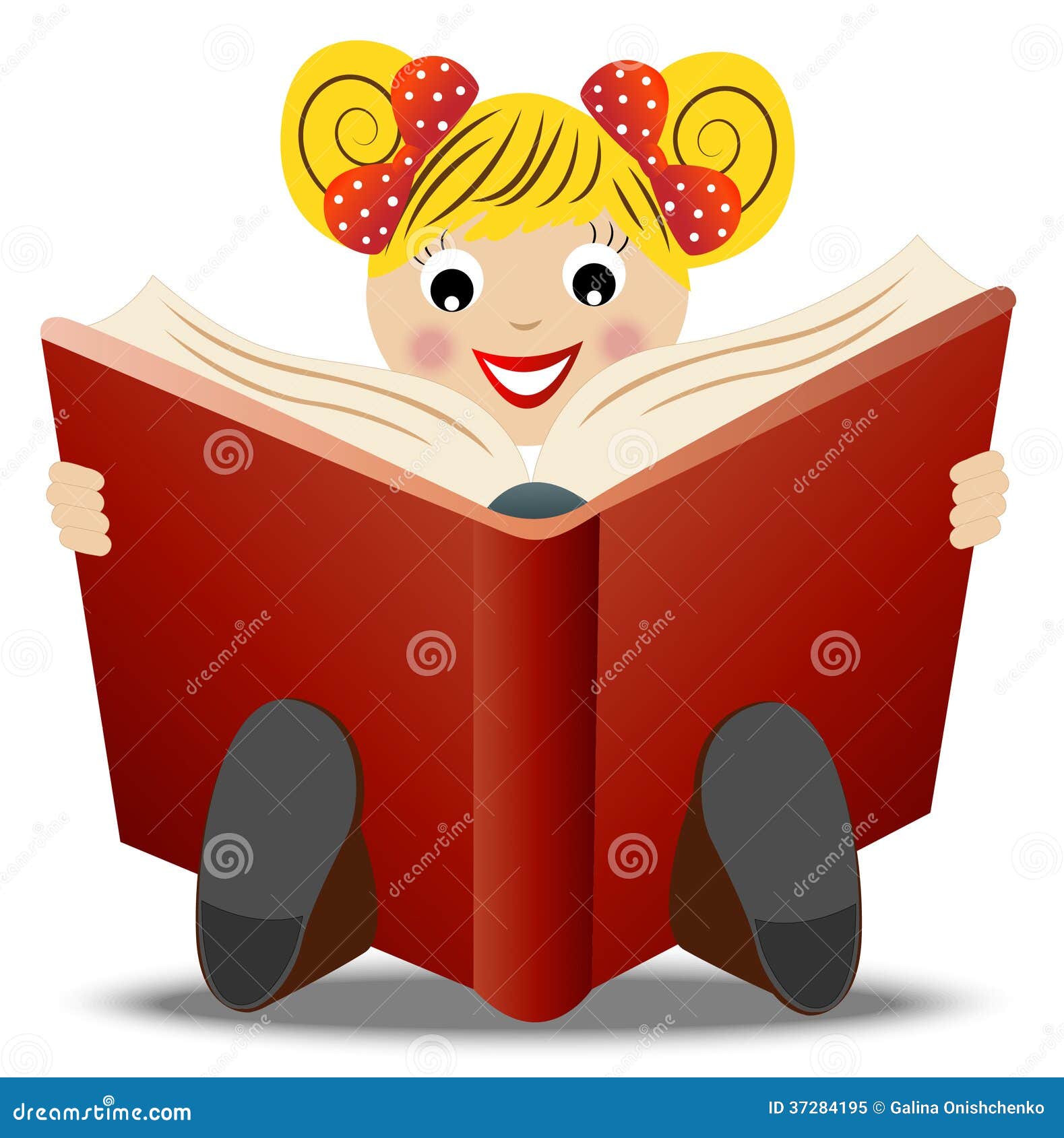 La niña leyó el libro ilustración del vector. Ilustración de ...