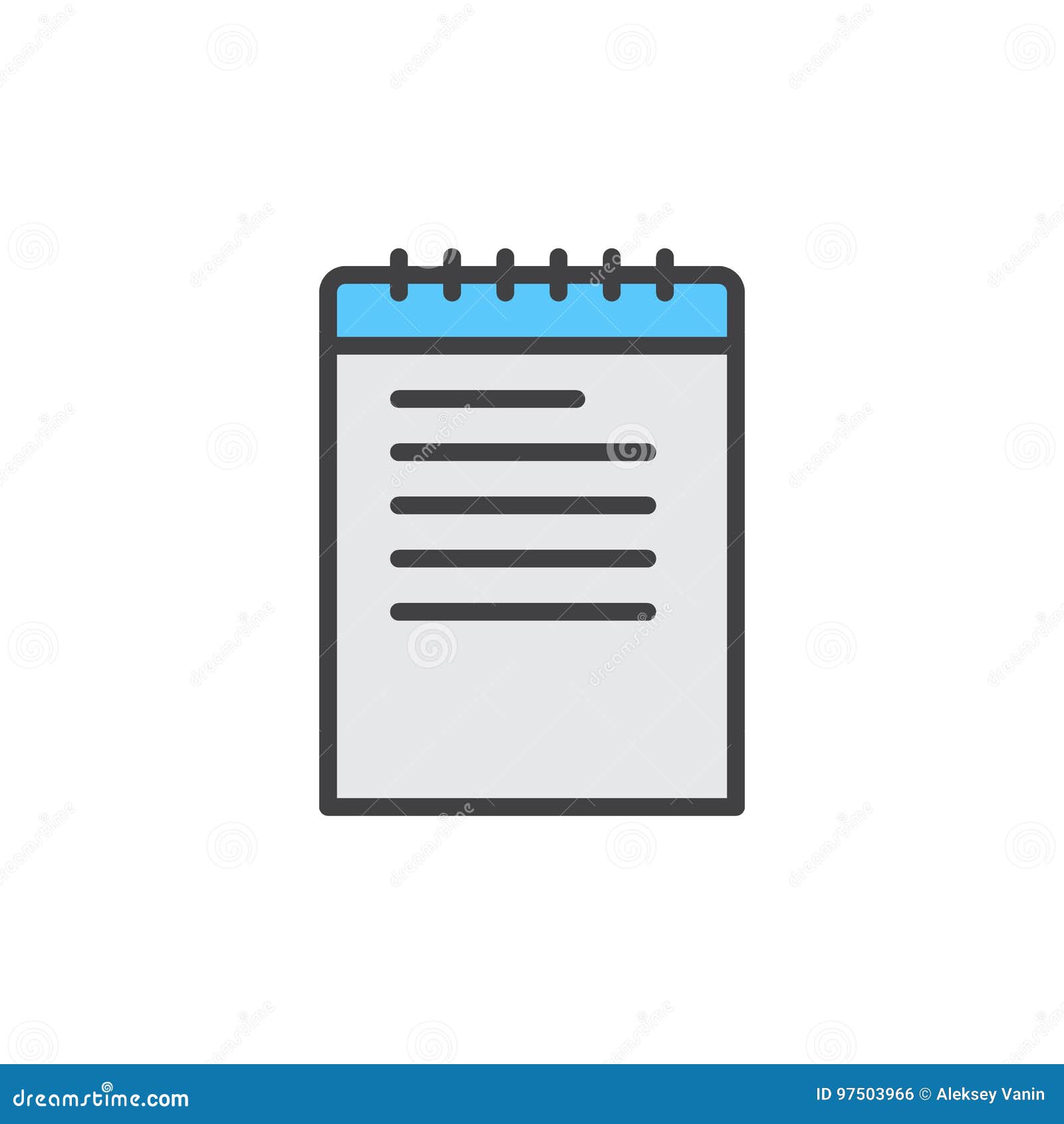 La Note, Carnet a Rempli Icône D'ensemble Illustration de Vecteur ...