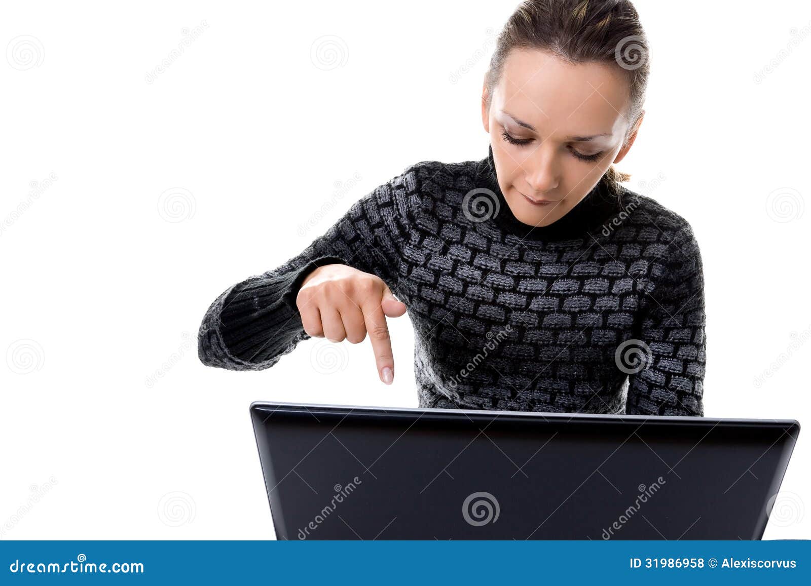 La Ragazza Impara Lavorare Al Computer Fotografia Stock - Immagine di ...