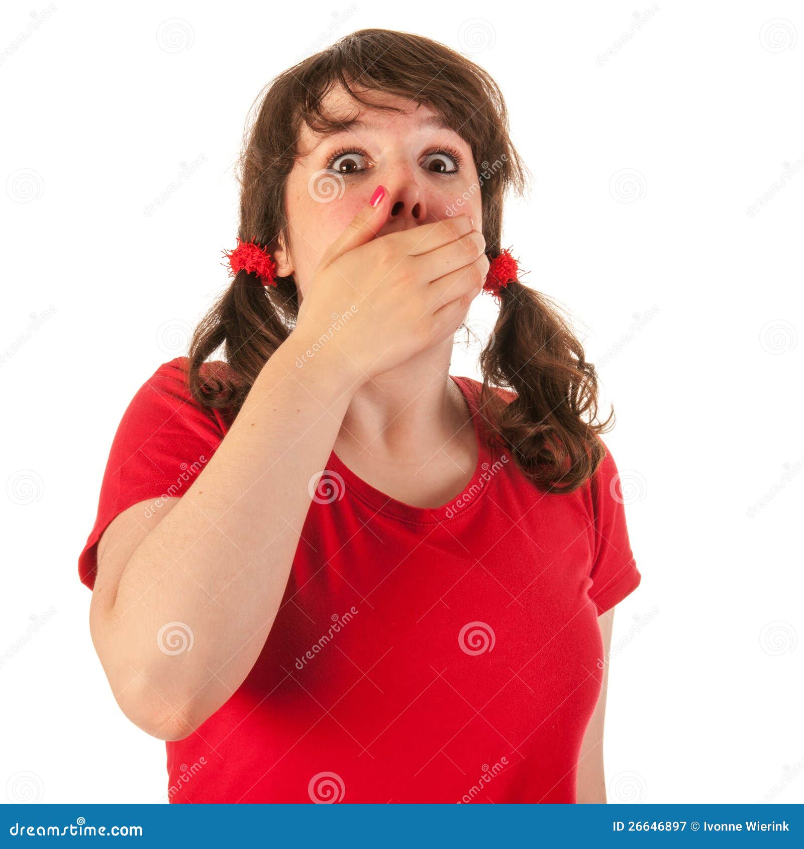 La Ragazza Sta Avendo Timore Immagine Stock - Immagine di rosso, bocca ...