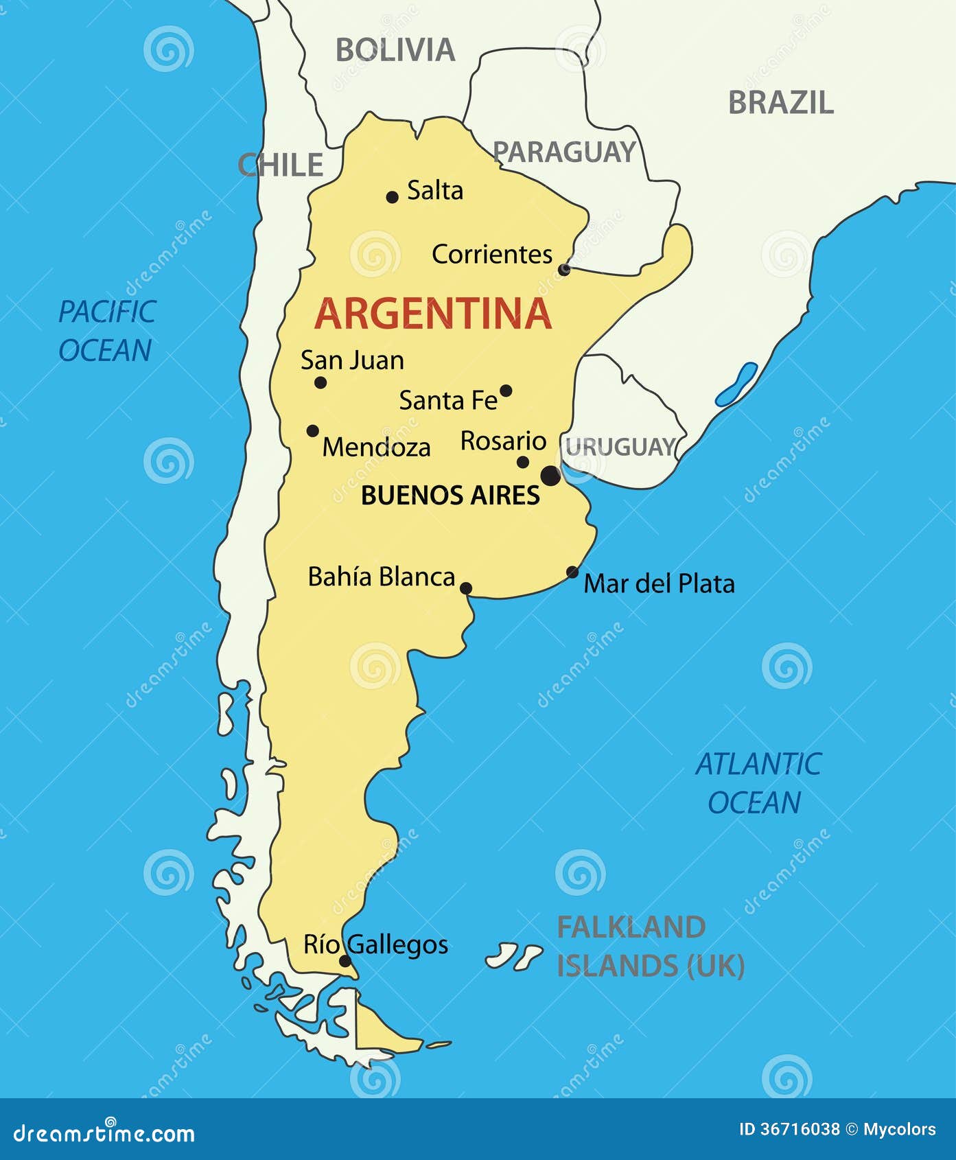 La República Argentina (la Argentina) - Vector El Mapa Ilustración del ...