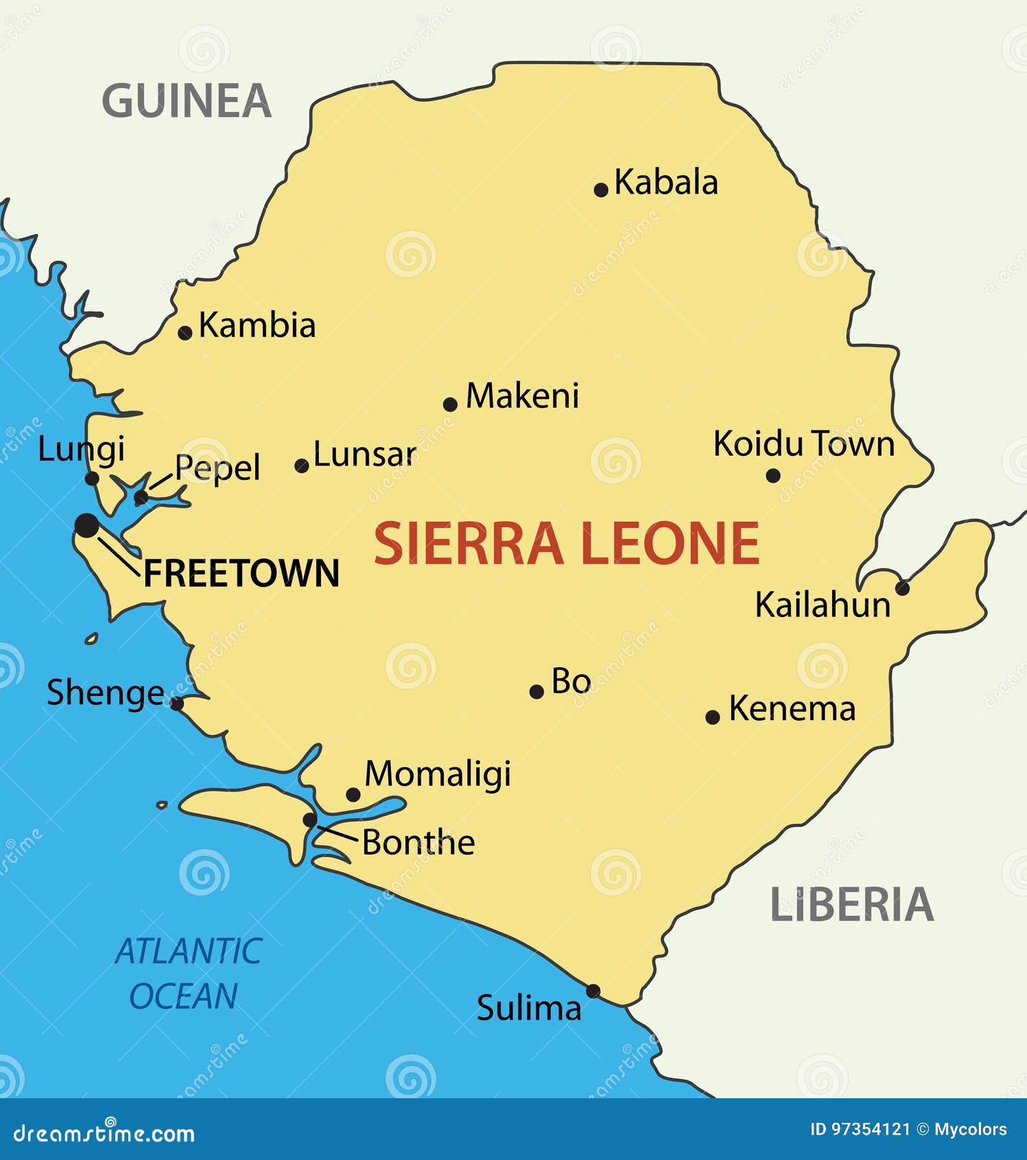 La República De Sierra Leona - Mapa Del Vector Ilustración del Vector ...