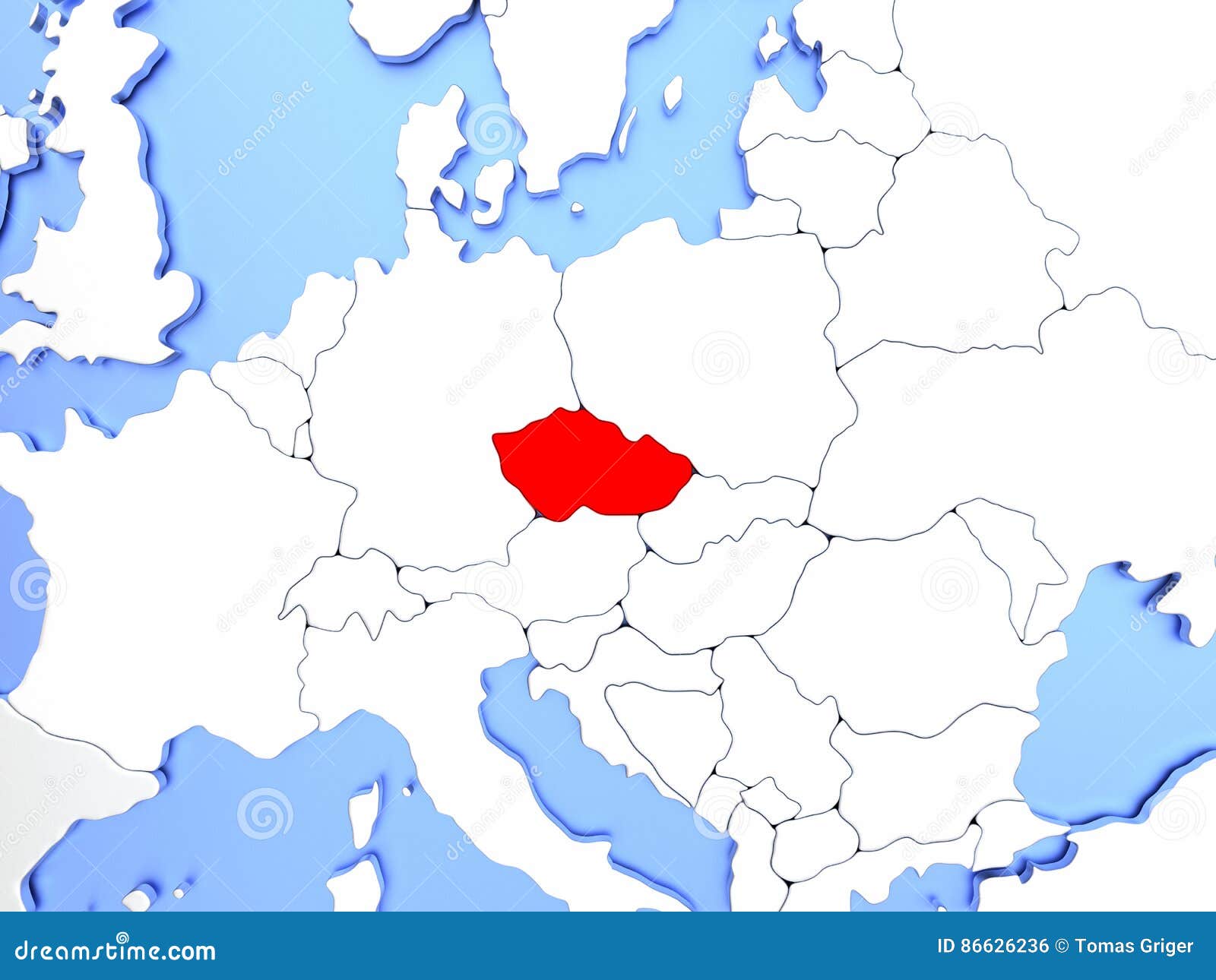 La Repubblica Ceca Nel Rosso Sulla Mappa Illustrazione di Stock ...