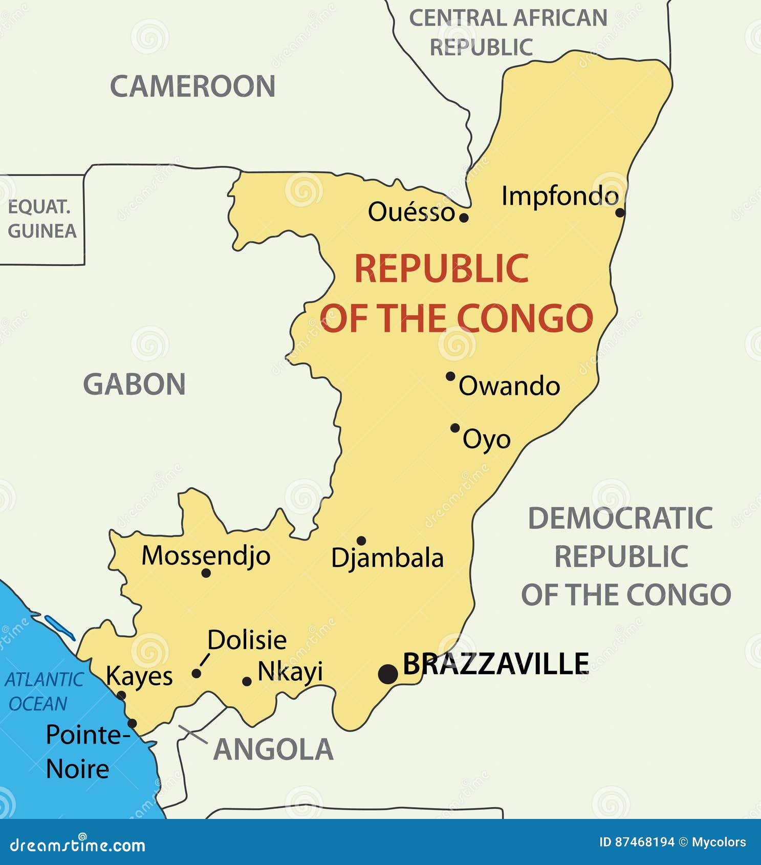 La Repubblica Del Congo - Mappa Di Vettore Illustrazione Vettoriale ...