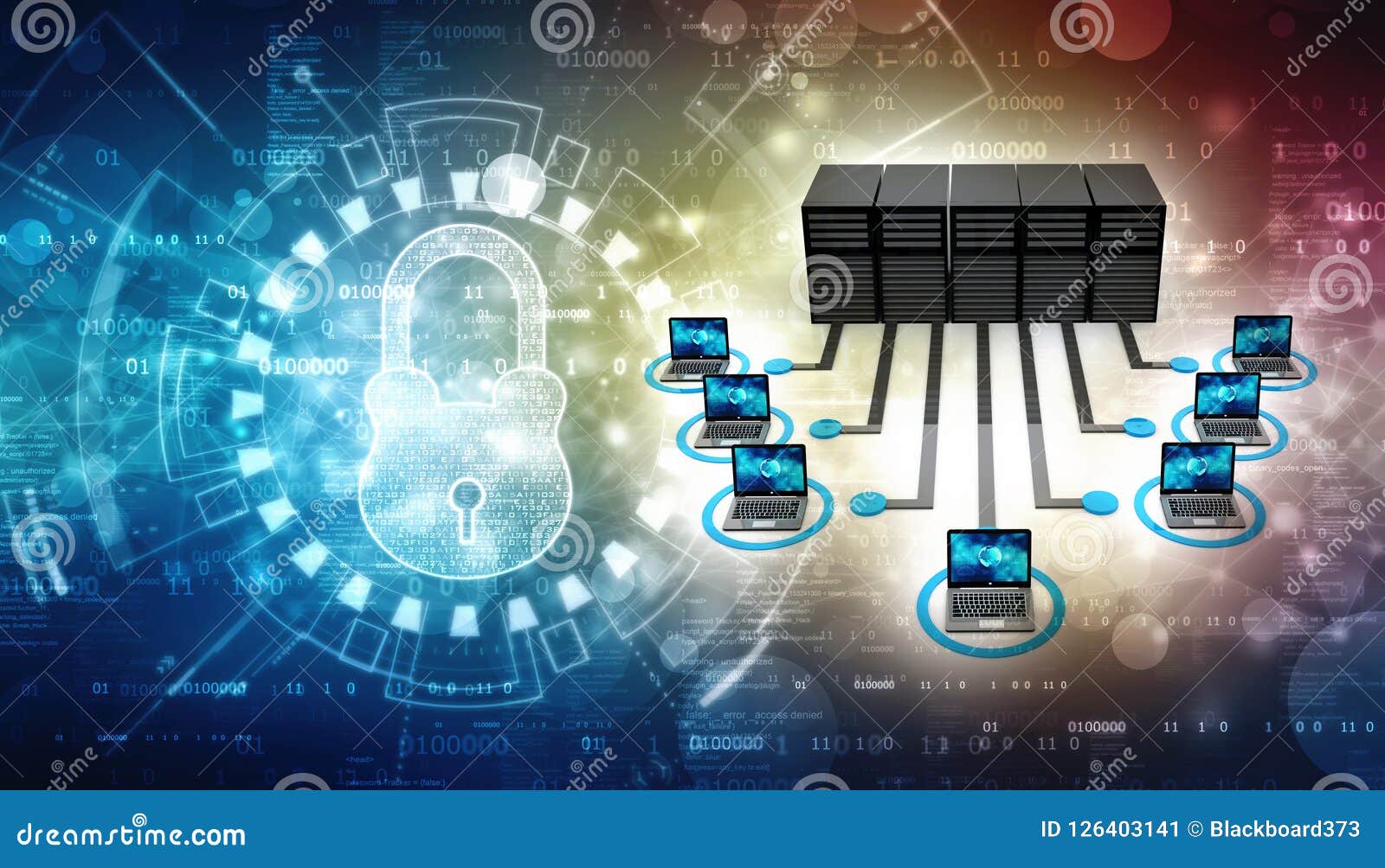 La Rete Di Computer, Computer Si è Collegata Al Server 3d Rendono ...