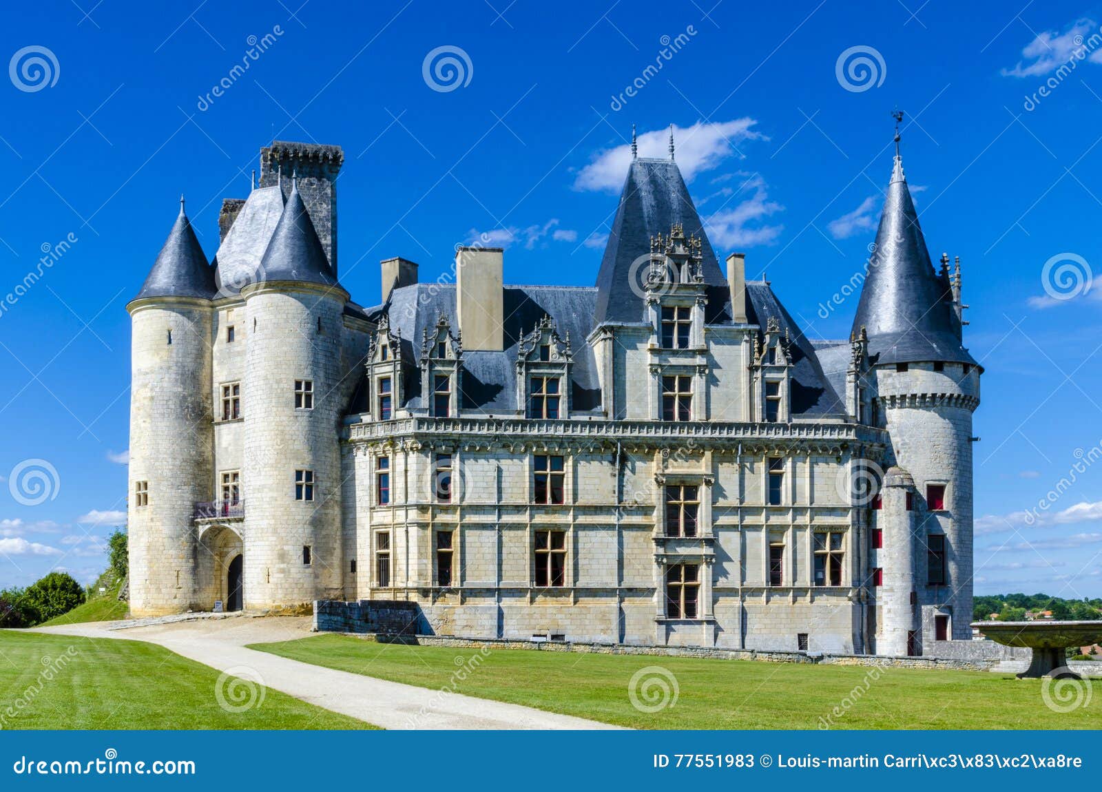 La Rochefoucauld castle stock image. Image of walls, elegant - 77551983