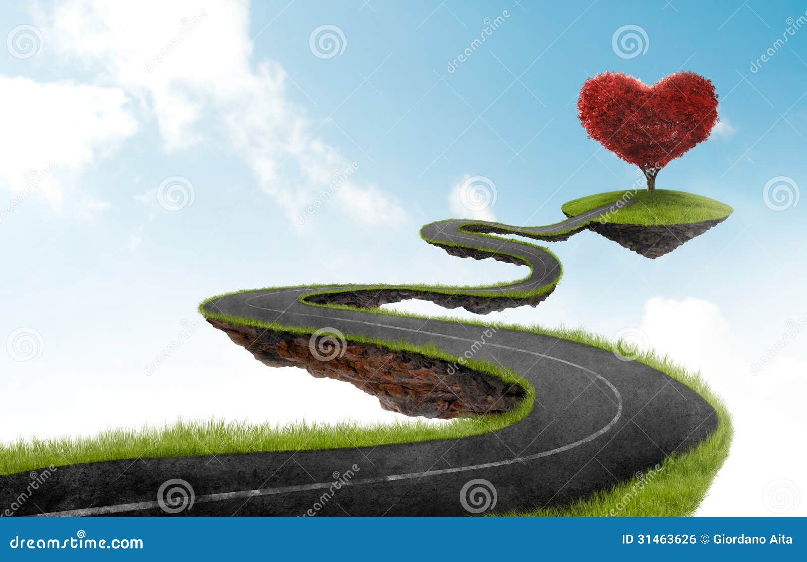 La Route à L'arbre De Coeur Illustration Stock - Illustration du ...