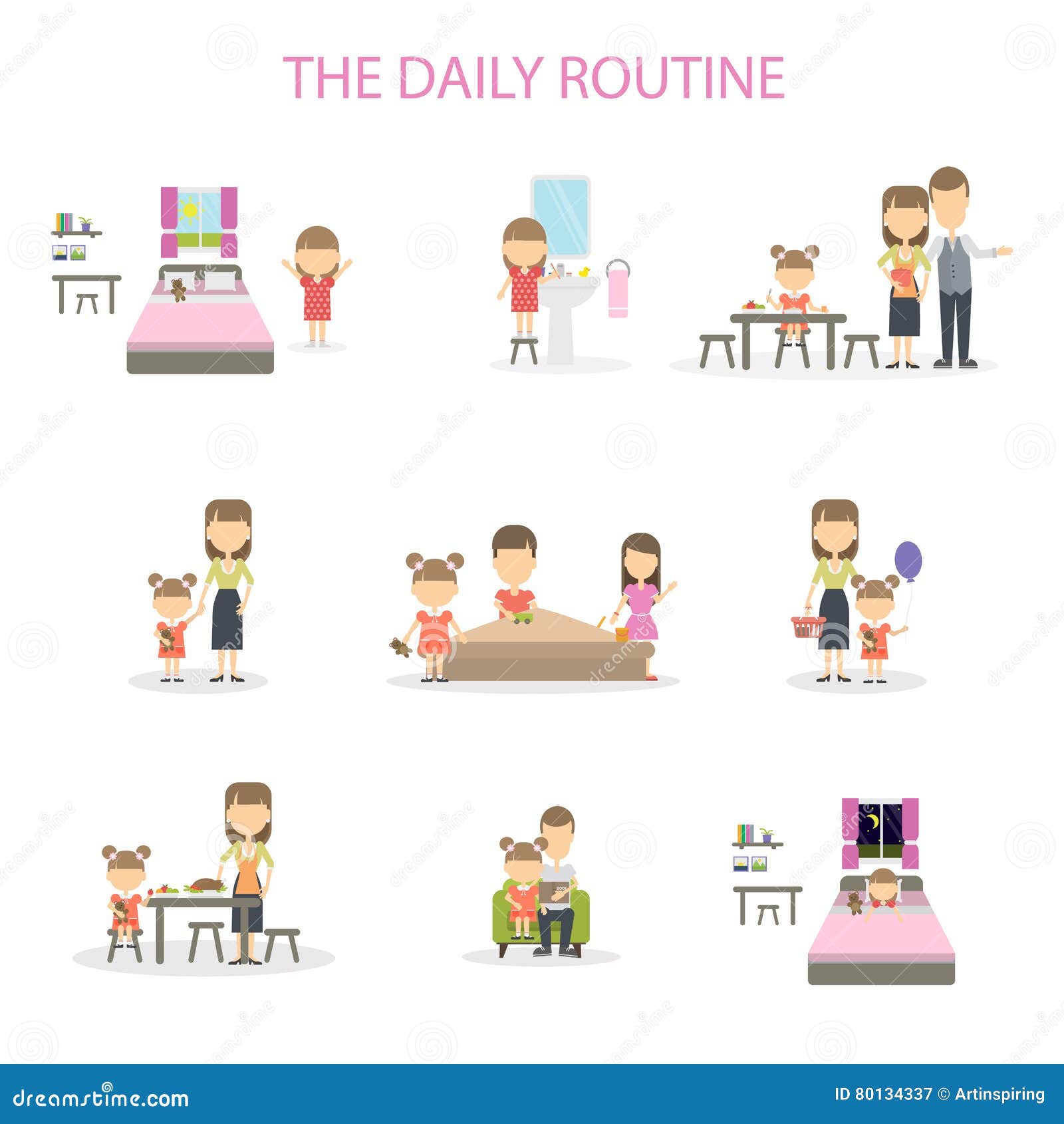 La routine quotidienne illustration de vecteur. Illustration du sain ...