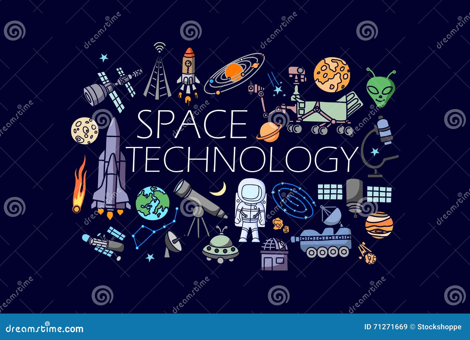 La Science Et Concept De Technologie Spatiale Illustration de Vecteur ...