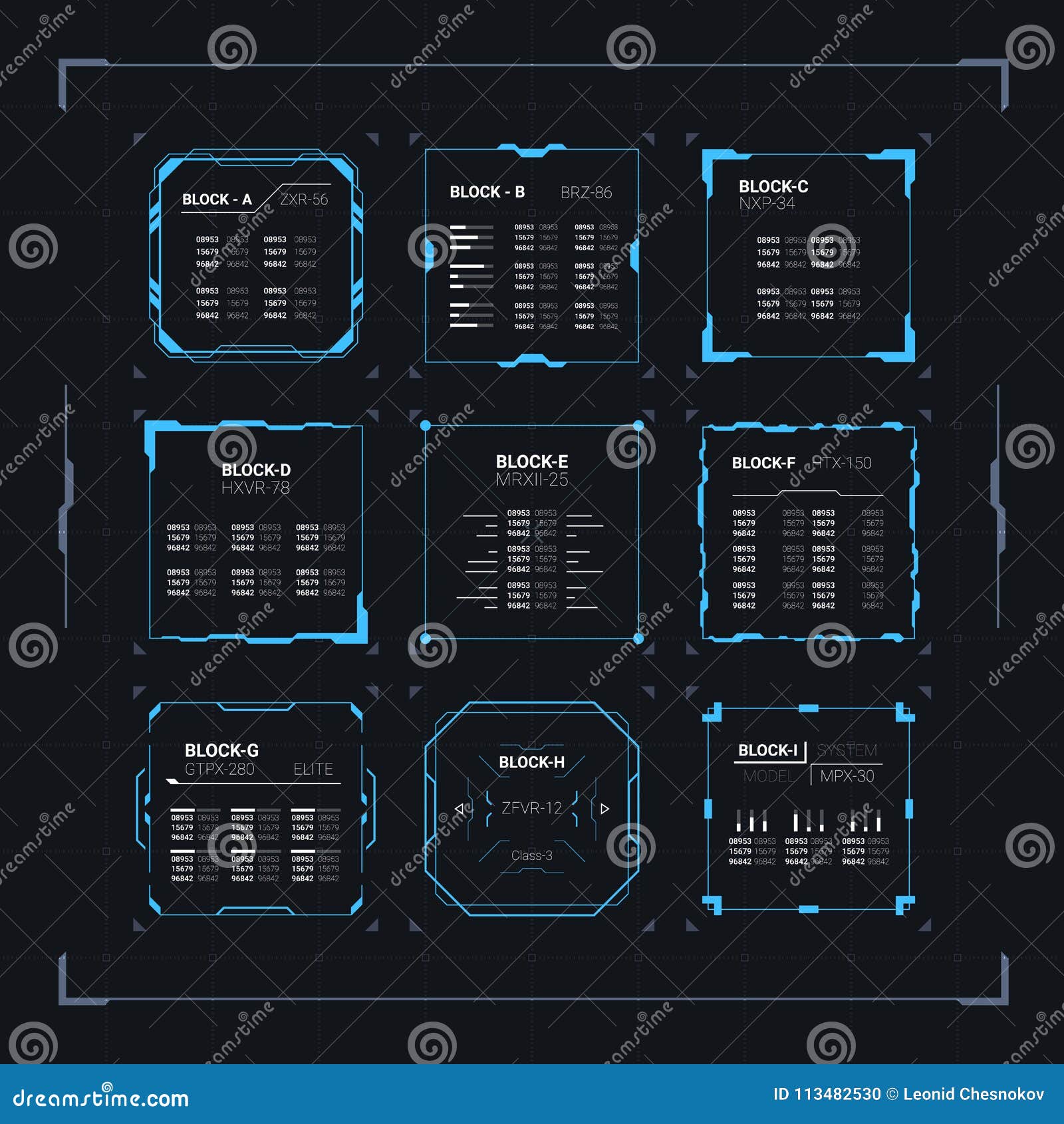 La Science Fiction HUD Ui Square Frames Illustration de Vecteur ...