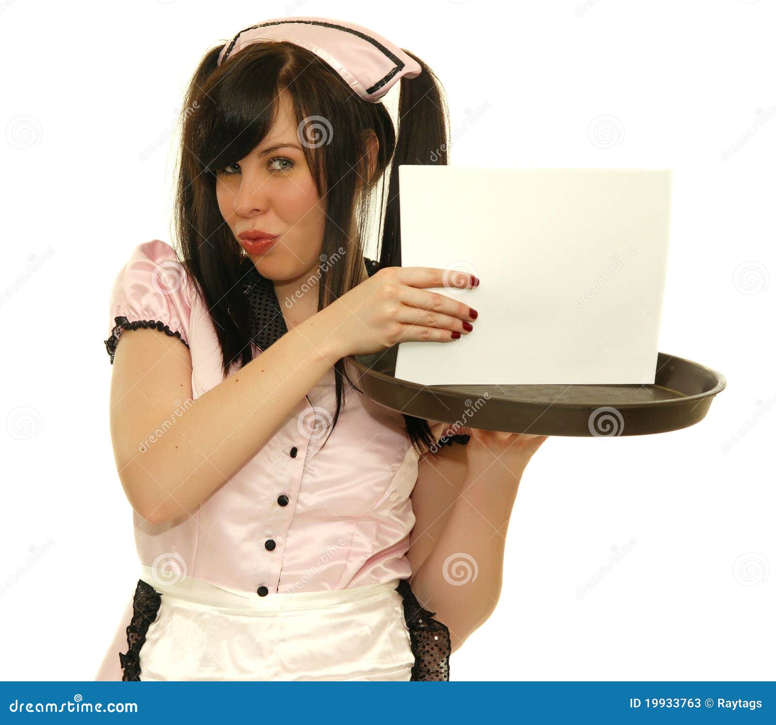 La Serveuse Avec Signent Dedans Le Plateau Image stock - Image du ...