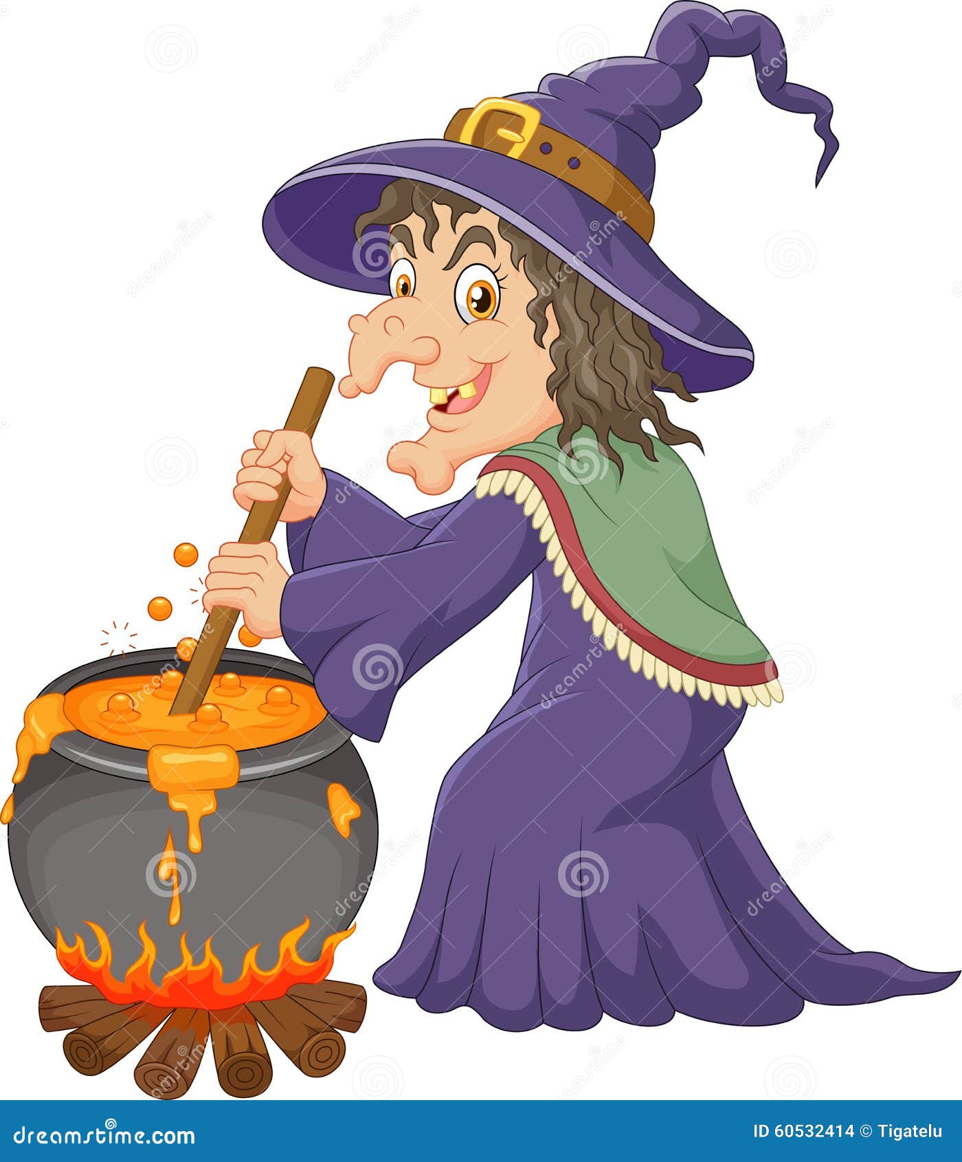 La Strega Brutta Sta Mescolando Il Protion Illustrazione Vettoriale ...