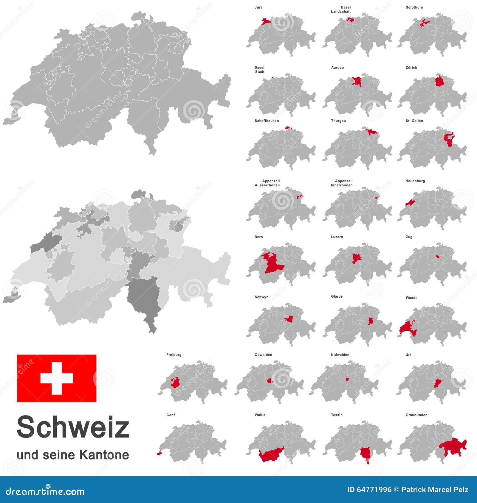 La Svizzera e cantoni illustrazione vettoriale. Illustrazione di urna ...