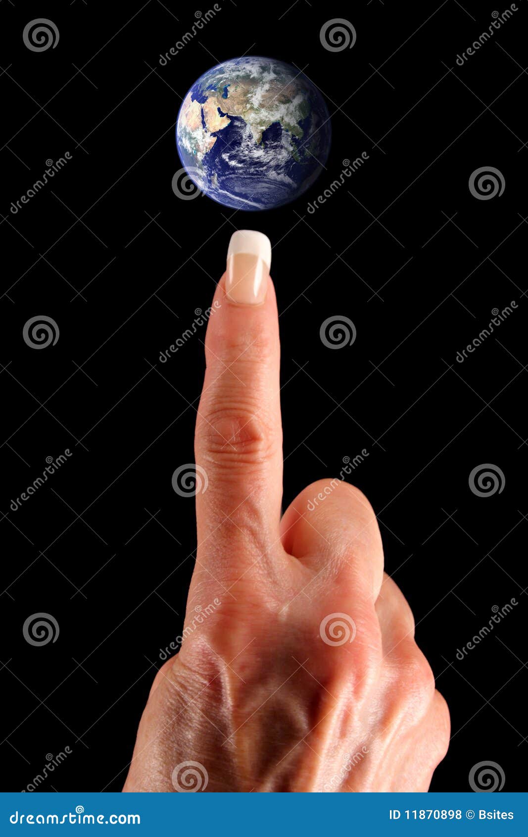 La terre de bout du doigt photo stock. Image du femmes - 11870898