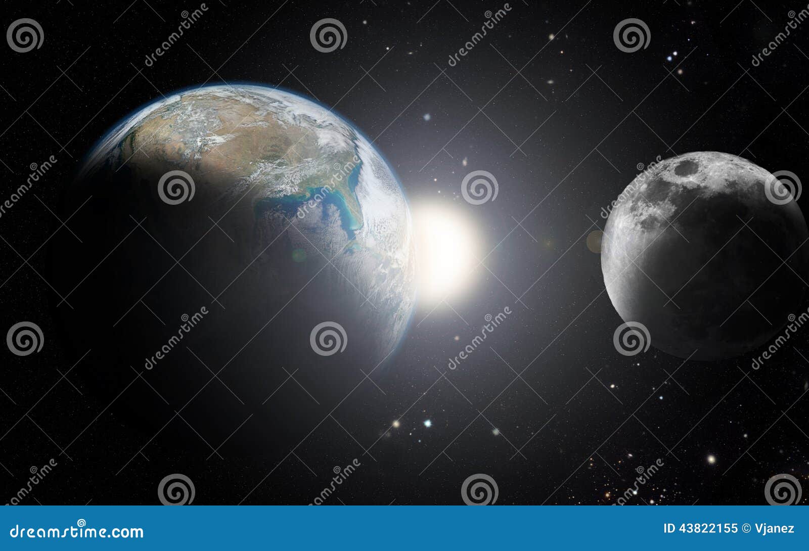 La terre et lune image stock. Image du image, mouche - 43822155