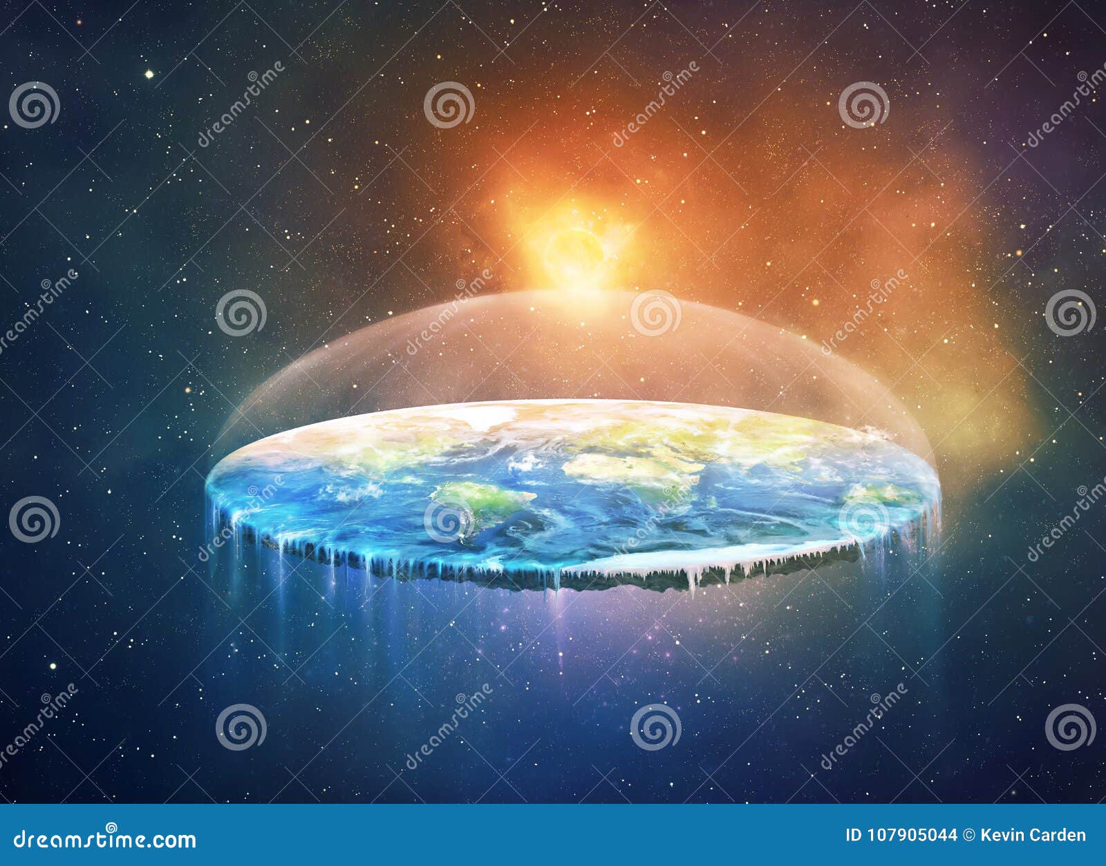 La Terre Plate Dans L'espace Illustration Stock - Illustration du vieux ...
