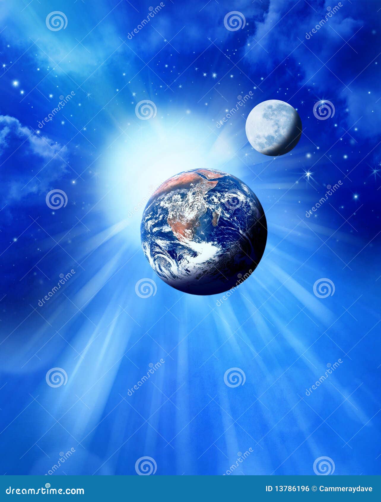 La Terre Sun Et Lune Dans L'espace Illustration Stock - Illustration du ...