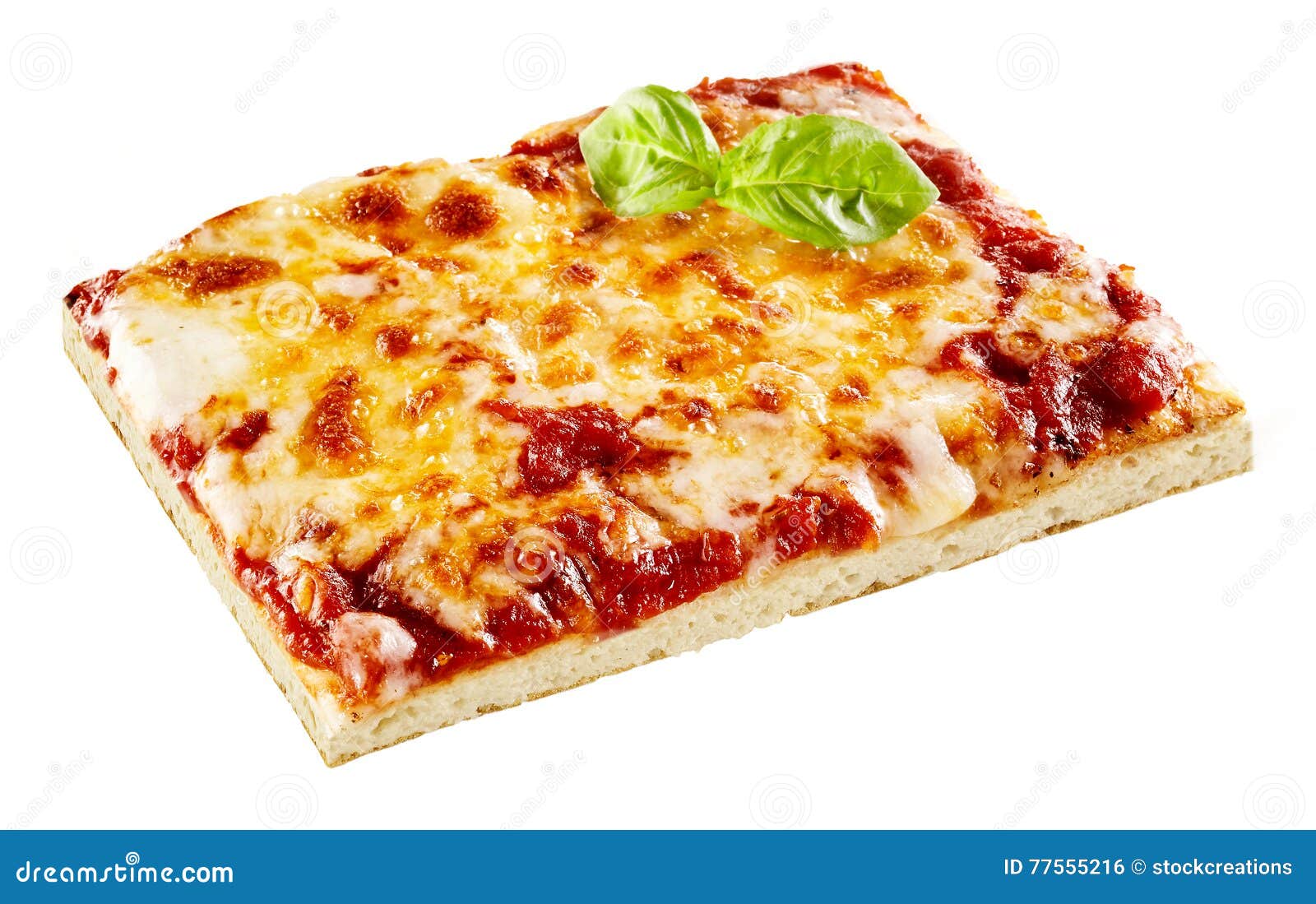 La Tranche Carrée De Pizza De Fromage Avec Le Basilic Part Photo stock ...