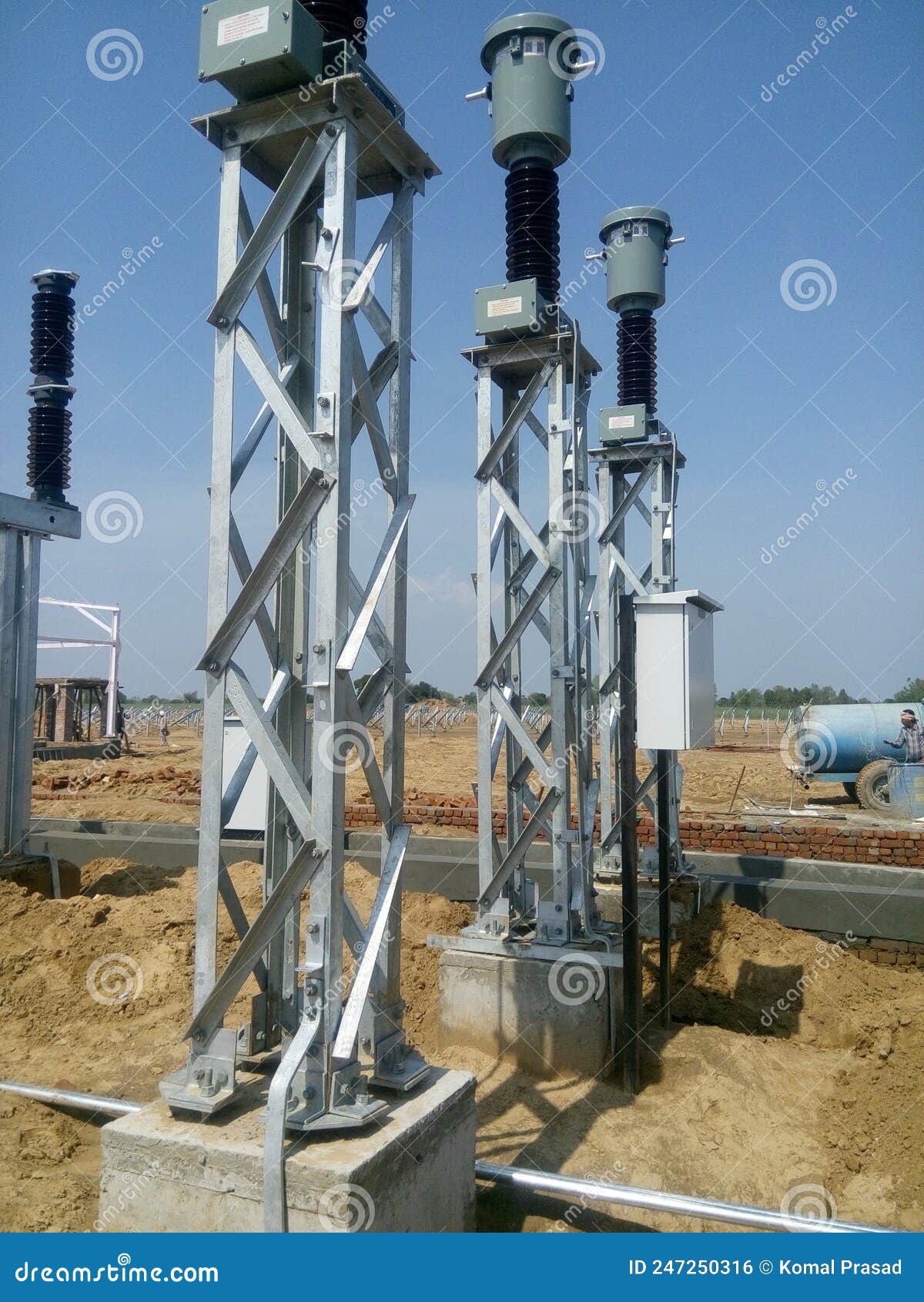 LA Work is in Progress in Solar Plant Switchyard Stock Photo - Image of ...
