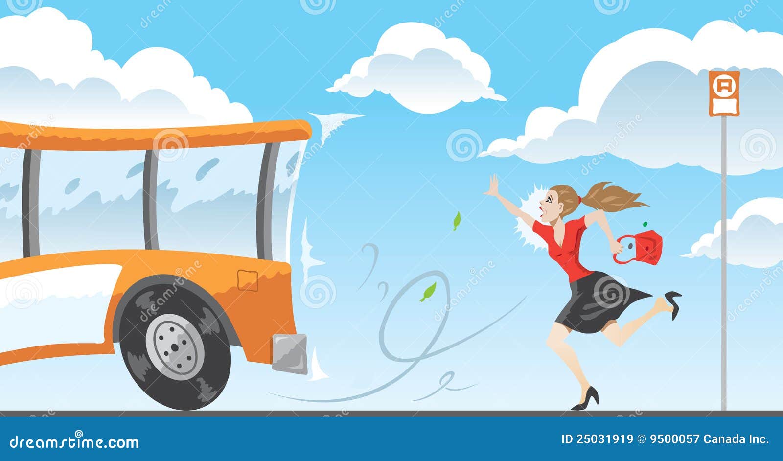 Laat voor de bus vector illustratie. Illustration of leven - 25031919