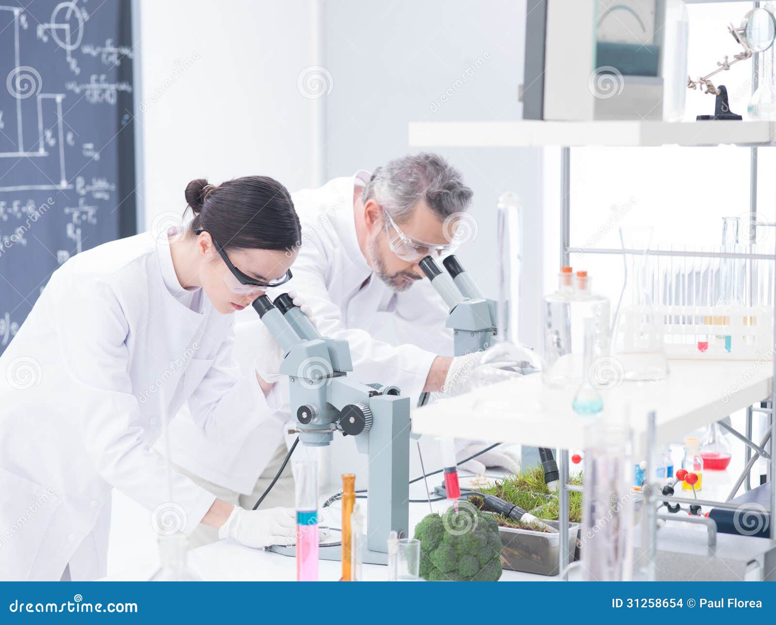 Lab Analysis Under Microscope Stock Photo - Image of colorful, flask ...