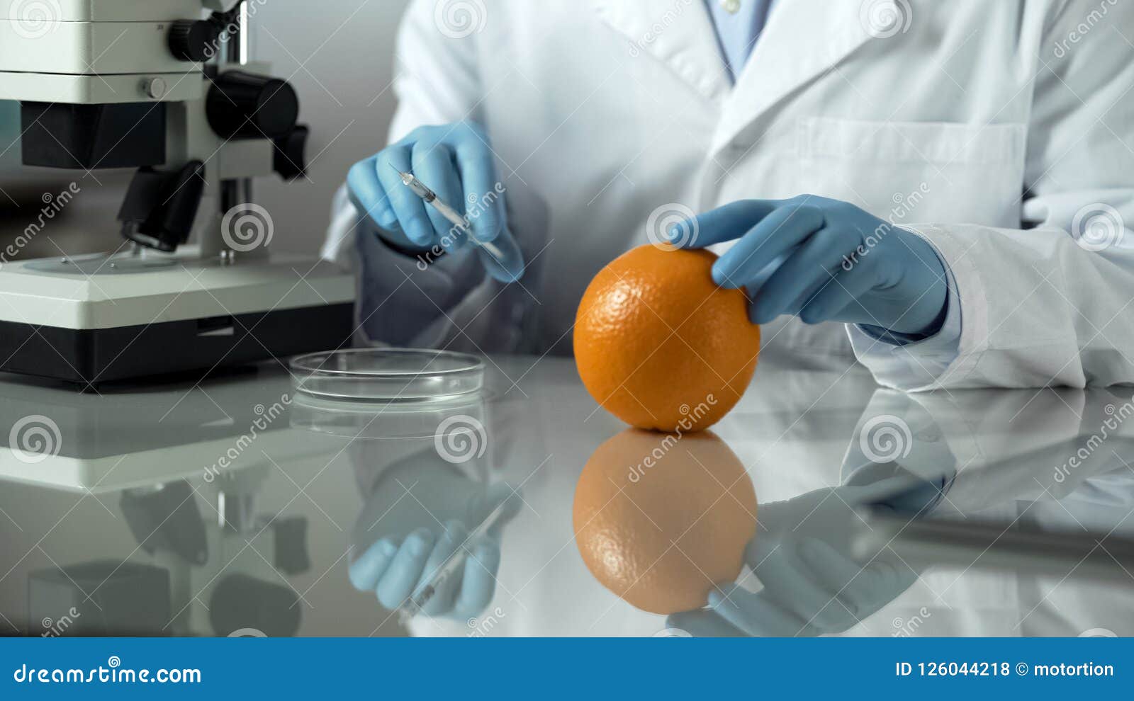 Lab Assistant Analyzing Orange Reaction after Preservatives Injection ...