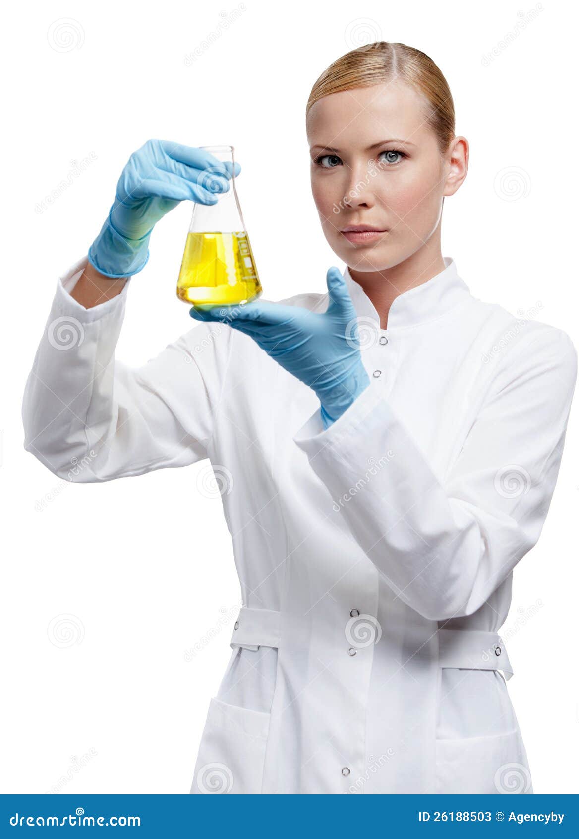 Lab Assistant Hands Erlenmeyer Flask Stock Image - Image of female ...