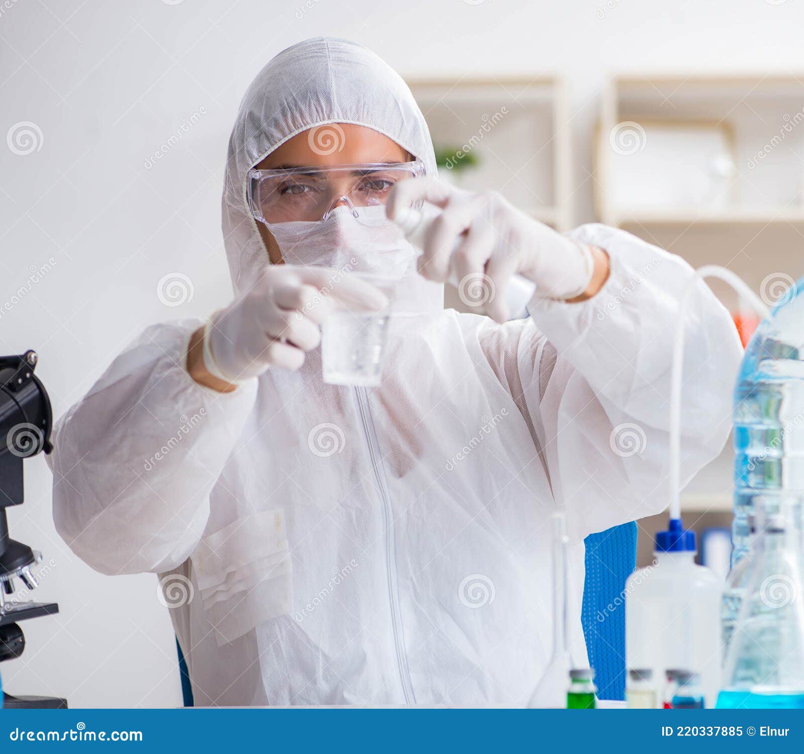 Lab Assistant Testing Water Quality Stock Image - Image of microbes ...