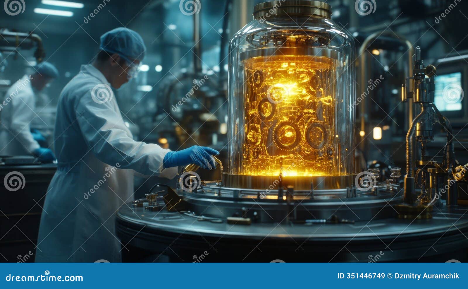 A Lab-based Scientist Scrutinizes a Semiconductor Wafer with a ...