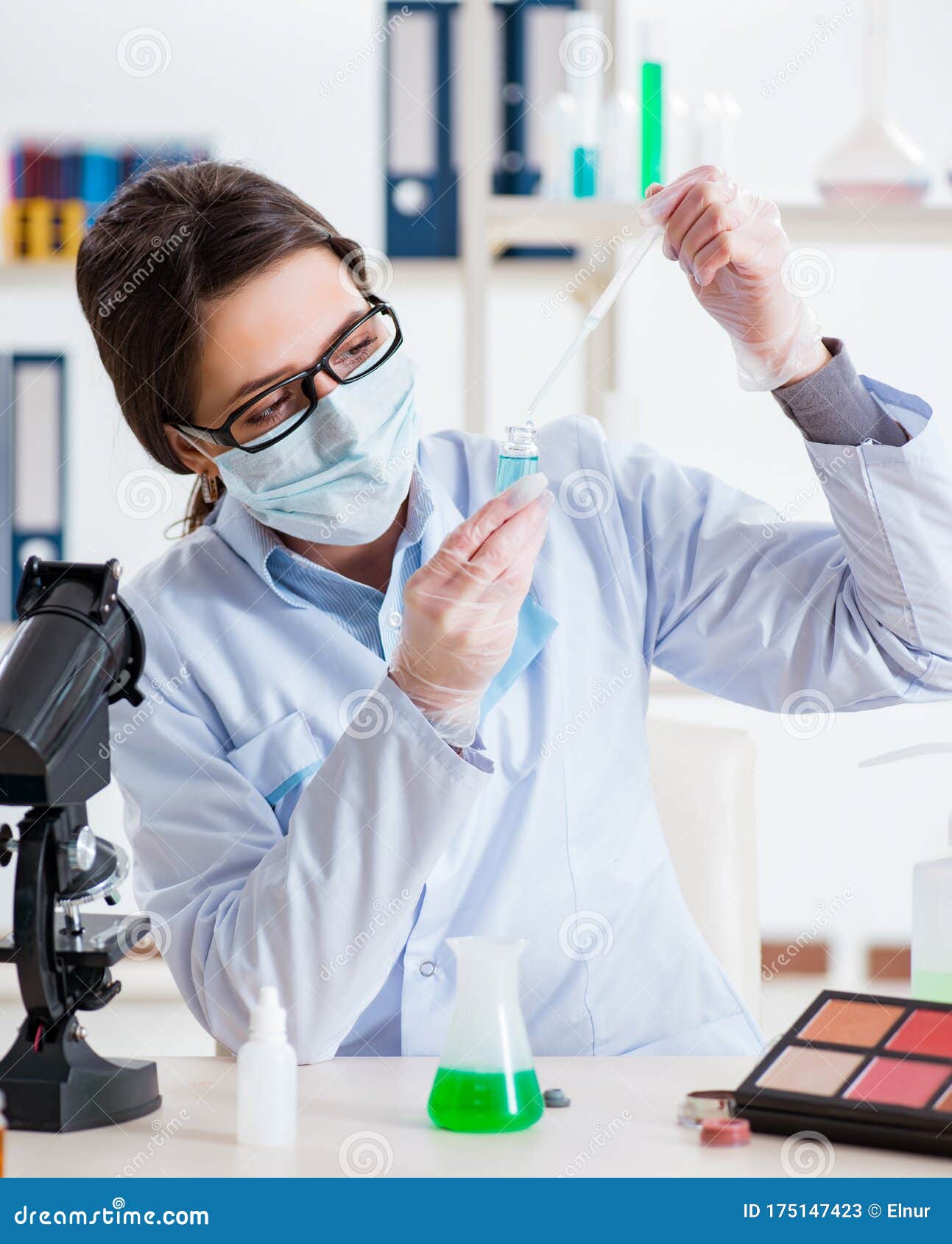 Lab Chemist Checking Beauty and Make-up Products Stock Image - Image of ...