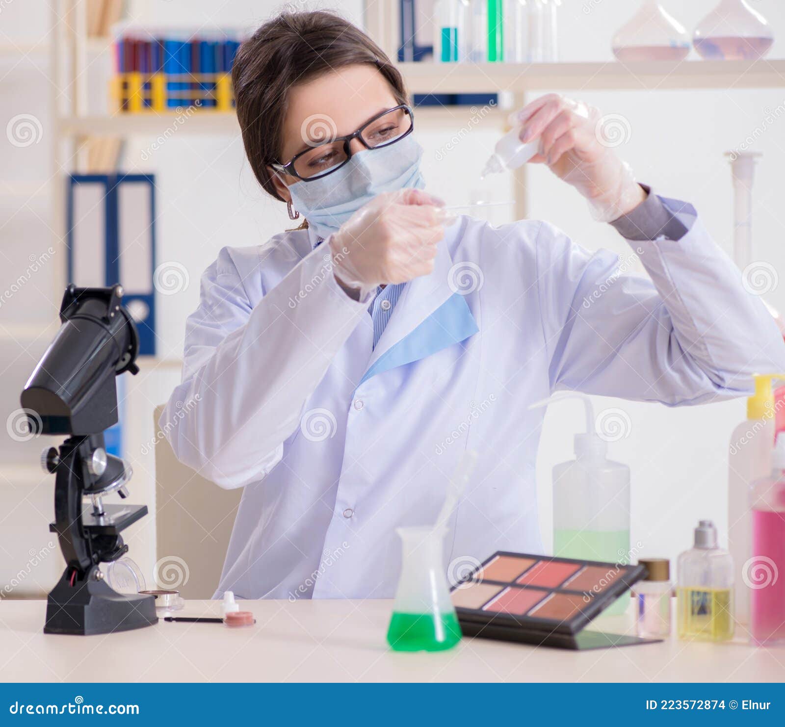 Lab Chemist Checking Beauty and Make-up Products Stock Photo - Image of ...