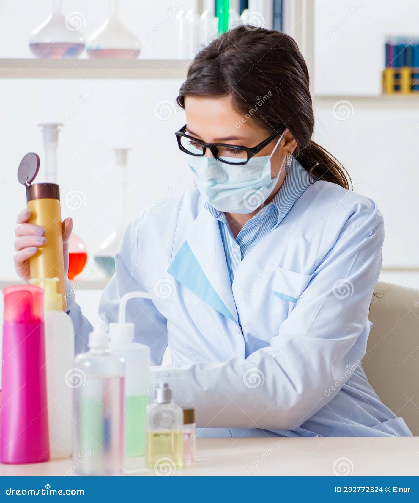 Lab Chemist Checking Beauty and Make-up Products Stock Photo - Image of ...