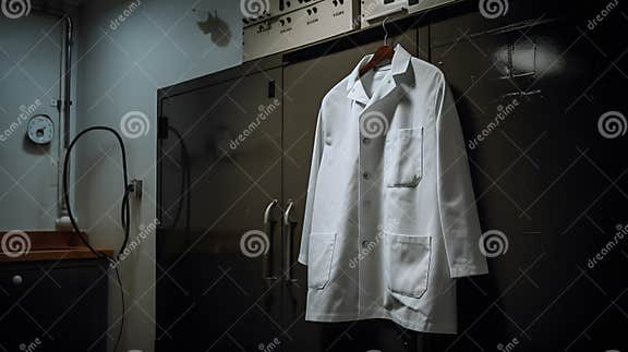 A Lab Coat Hanging on a Hook in a Science Lab One Created with ...