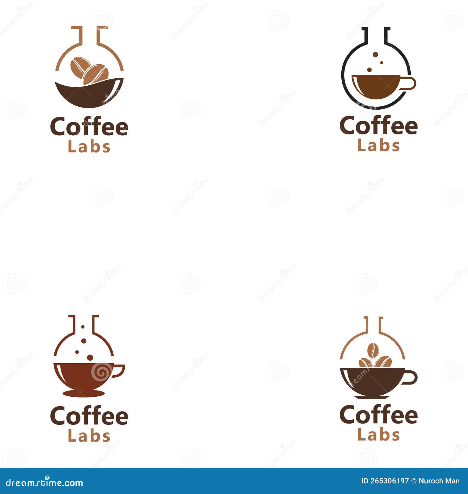 Lab Coffee Logo Design with the Concept of a Lab Tube with Coffee Beans ...