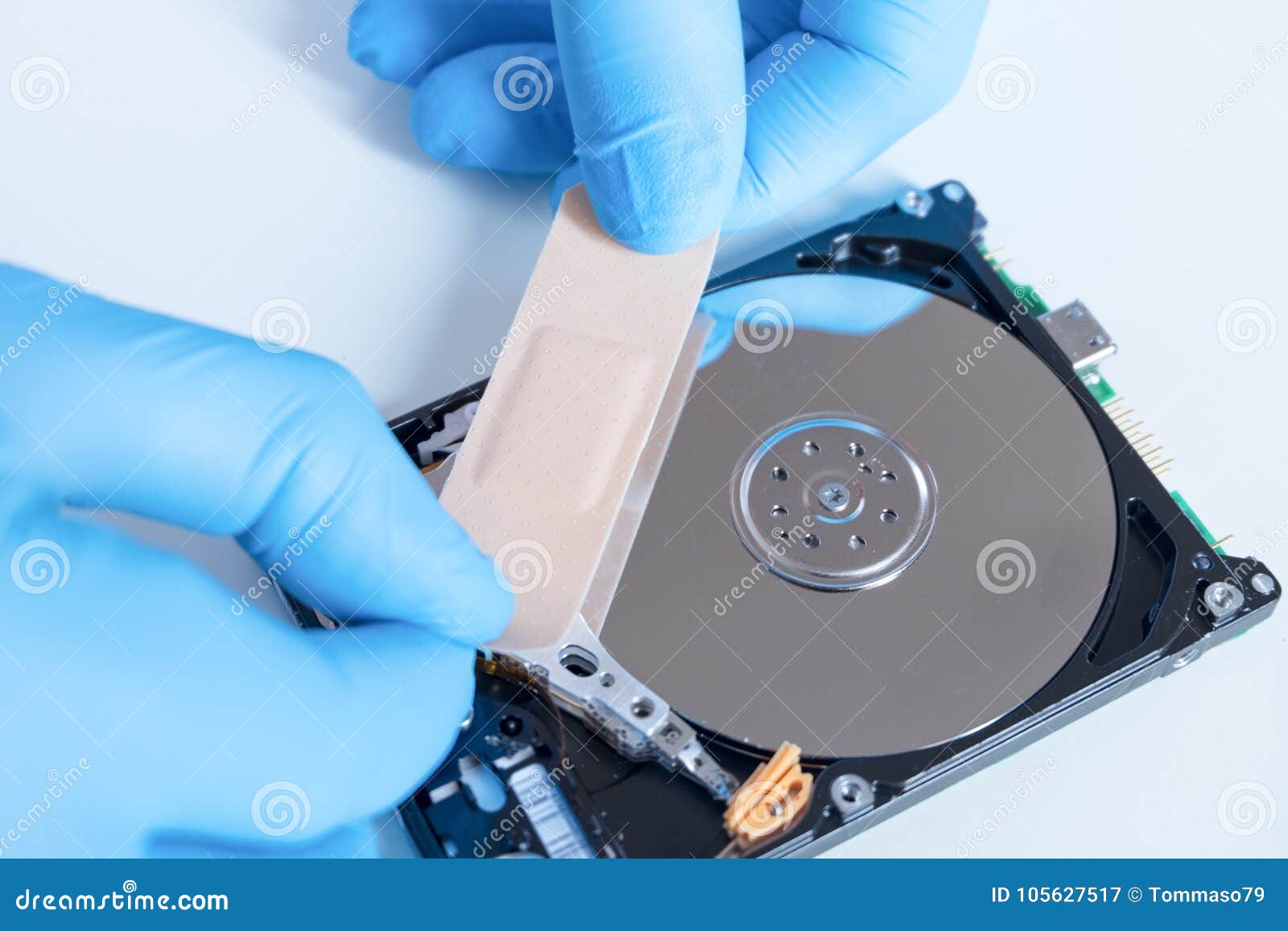 Lab Engineer Working on Broken Hard Disk Stock Image - Image of ...