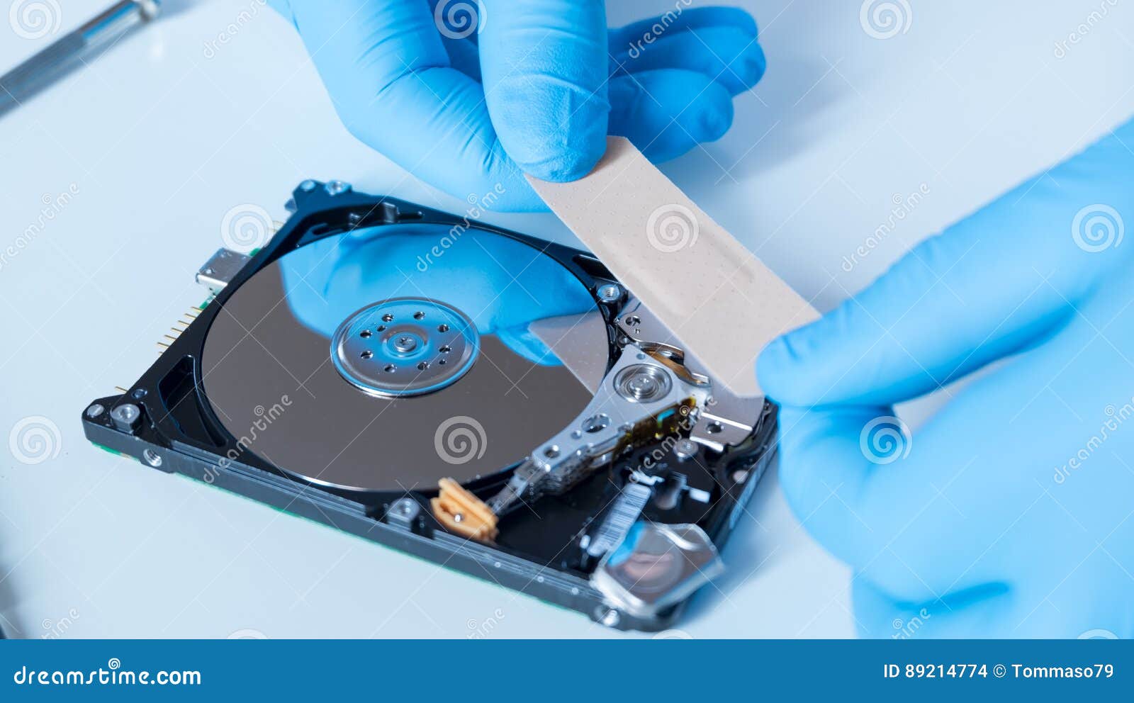 Lab Engineer Working on Broken Hard Disk Stock Photo - Image of files ...
