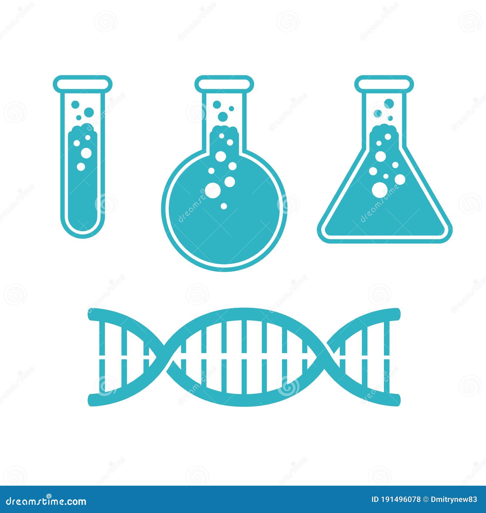 Lab Equipment Set - Testing Flask and DNA Chain Stock Vector ...