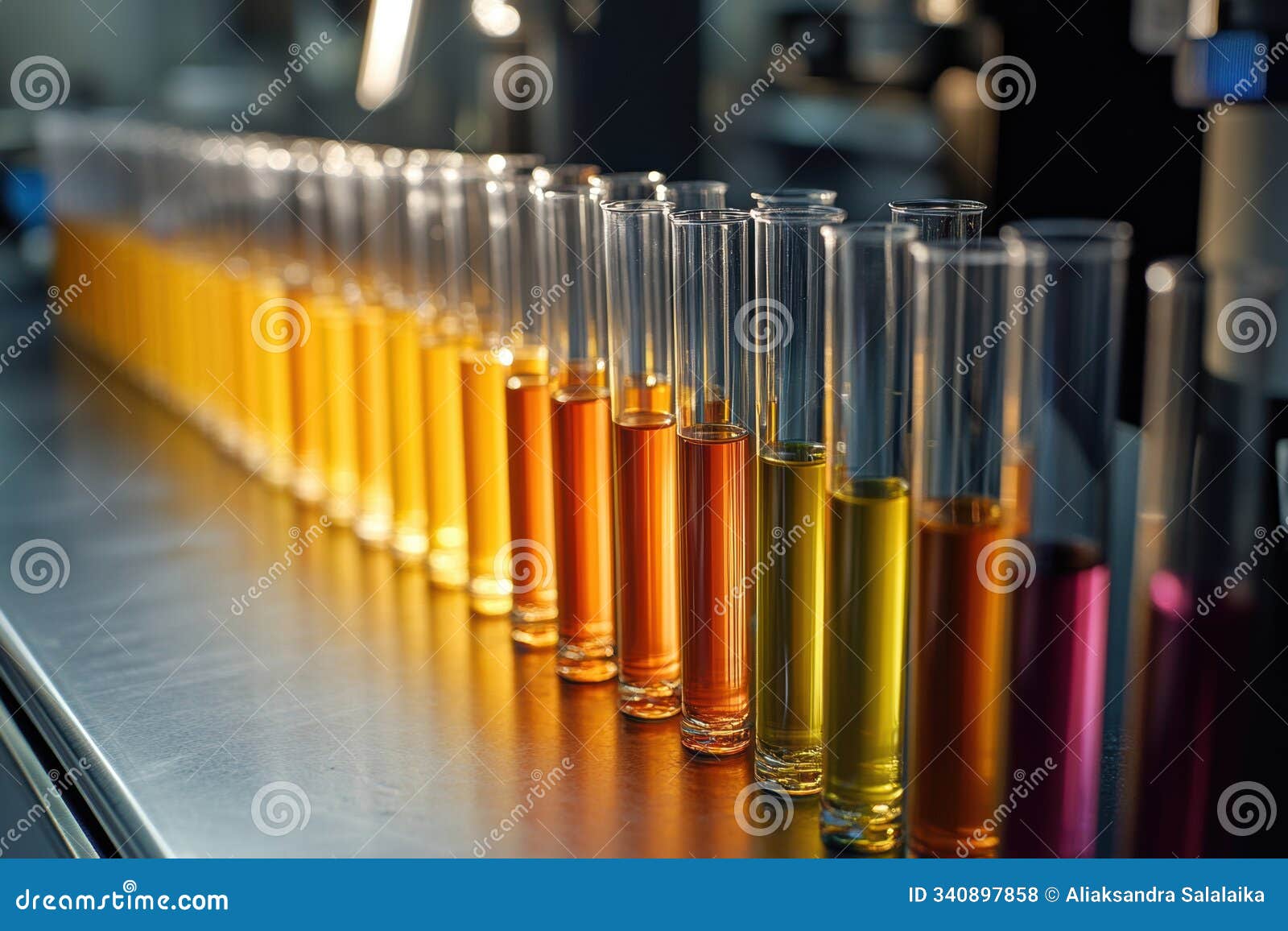 Lab Experiment Visualization, Colorful Liquids in Test Tubes are ...