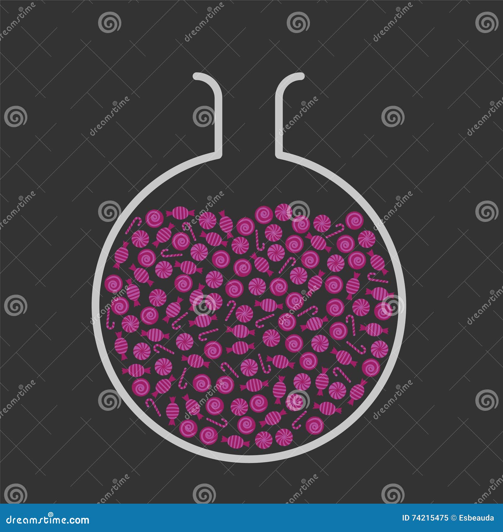 Lab Flask Filled with Purple Candies Stock Vector - Illustration of ...