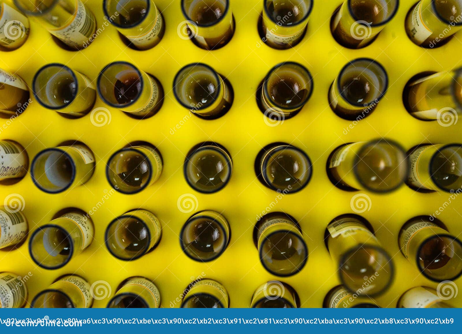 Lab Flasks View from Top in Yellow Plastic Utensils Stock Image - Image ...