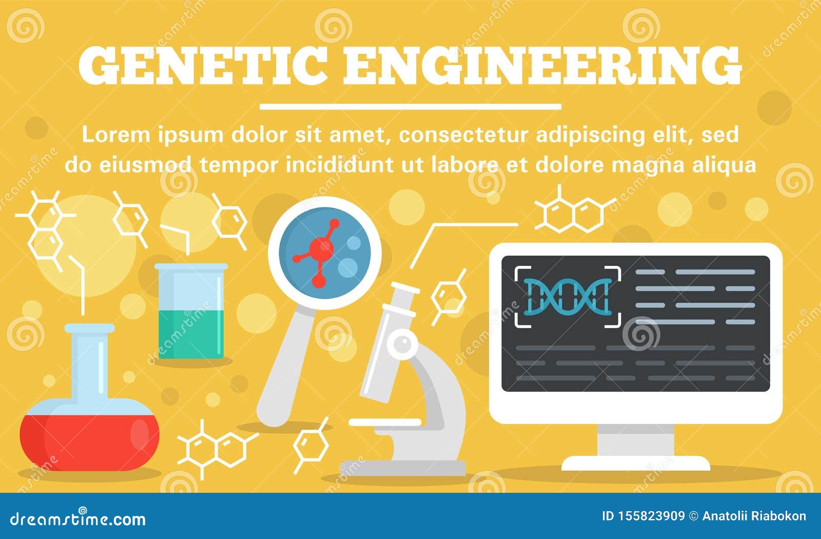 Lab Genetic Engineering Concept Banner, Flat Style Stock Vector ...