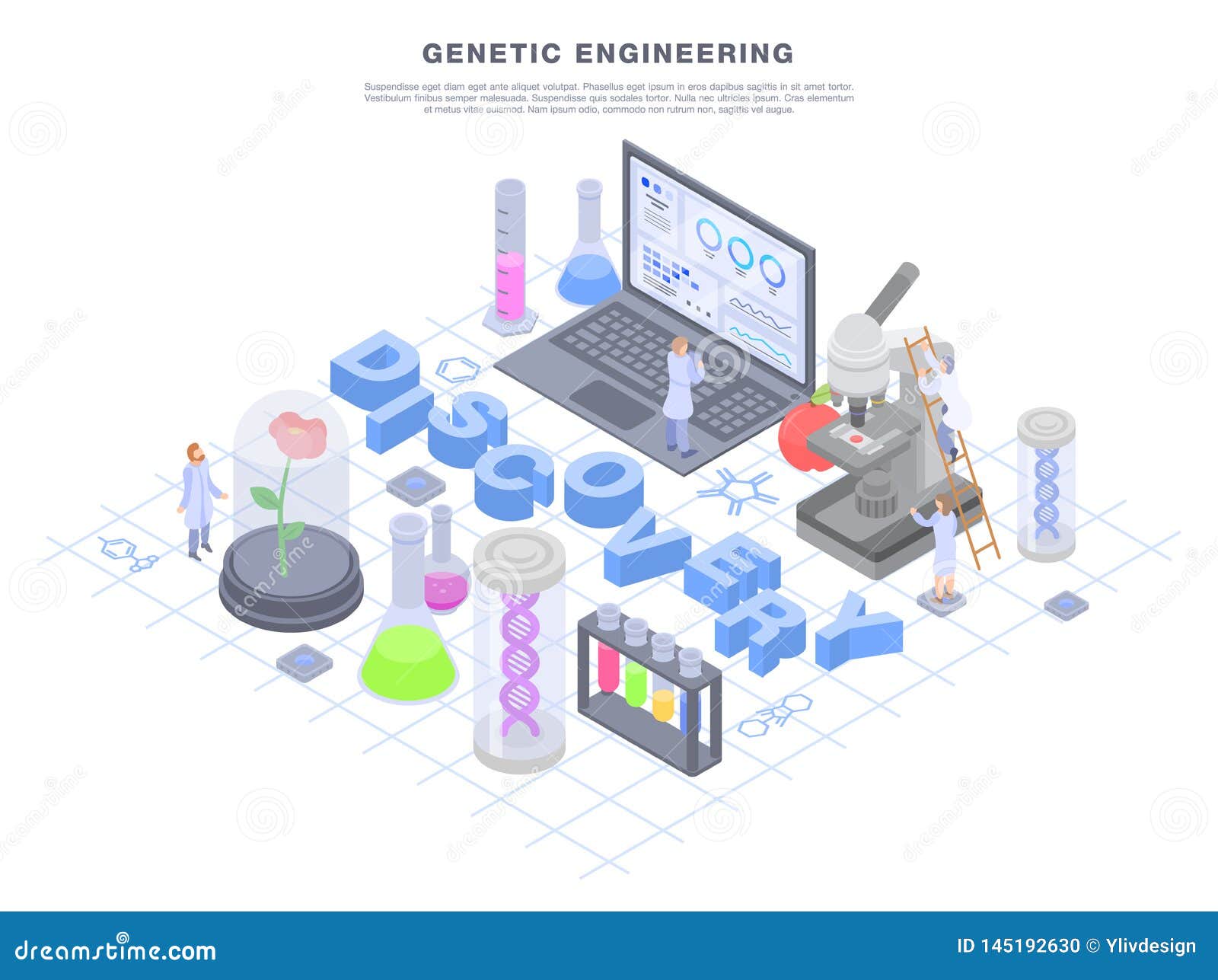 Lab Genetic Engineering Concept Banner, Isometric Style Stock Vector ...